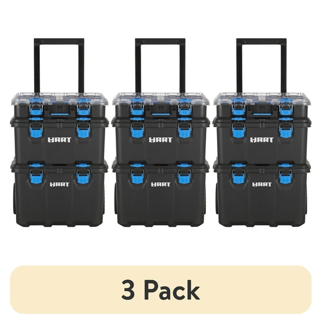 (3 pack) HART Stack System, Mobile Tool Storage and Organization, Black ...