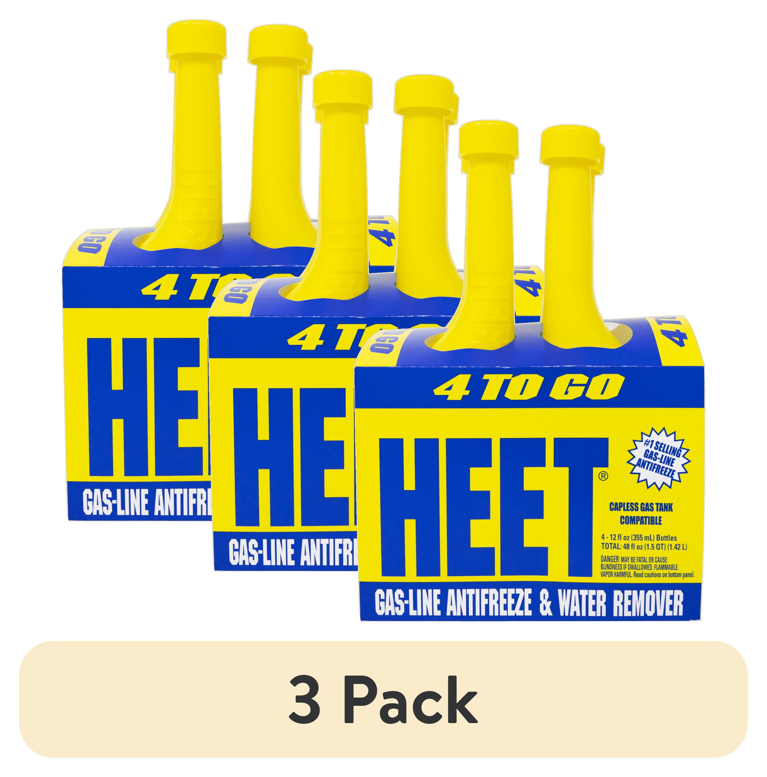 (3 pack) HEET Gas-Line Antifreeze & Water Remover, 12 oz, Four-Pack for ...