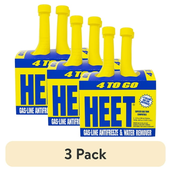 (3 pack) HEET Gas-Line Antifreeze & Water Remover 12 oz Pack of 4 Safe ...