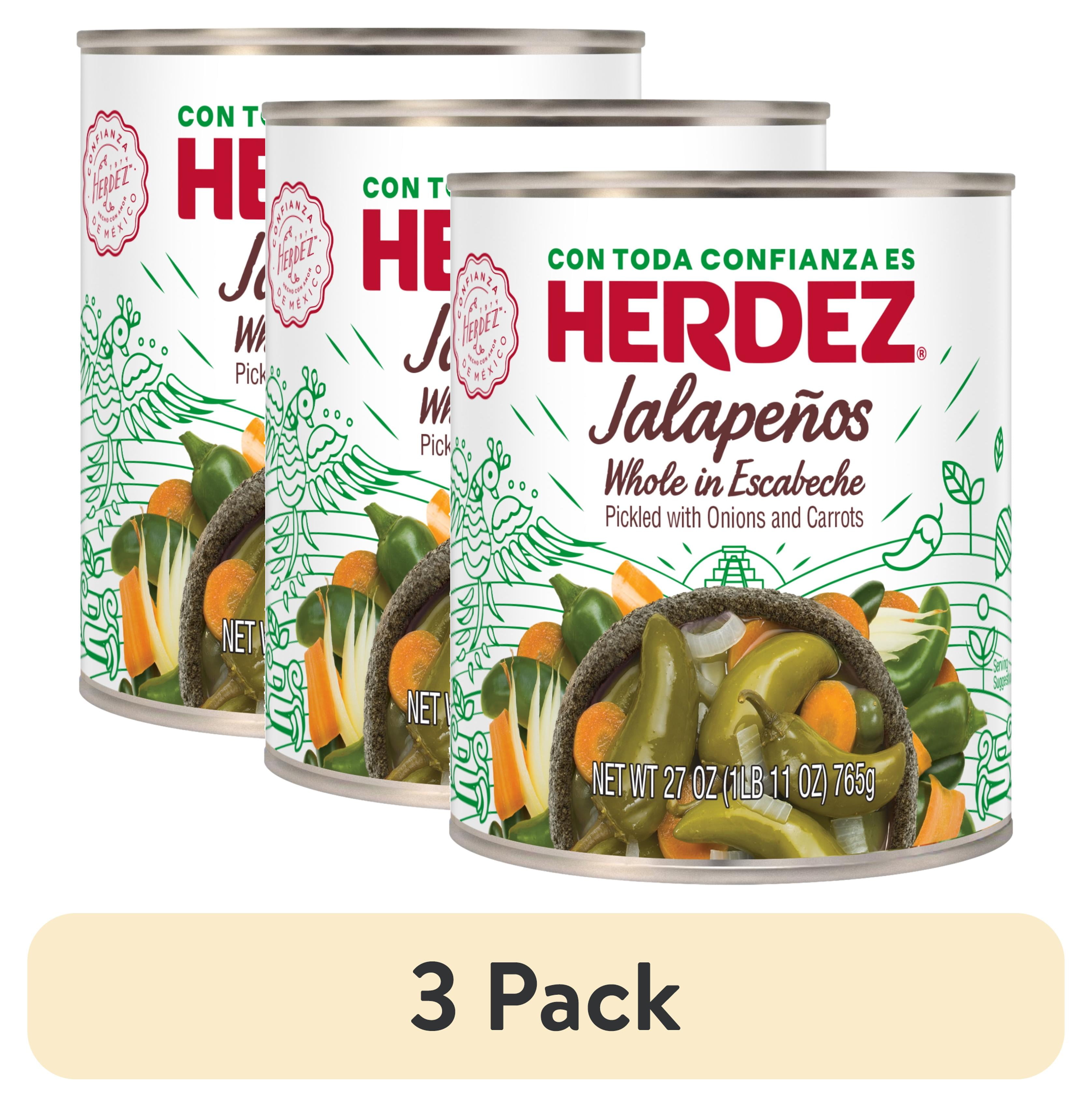 (3 pack) HERDEZ Jalapenos, Shelf-Stable, 27 oz Aluminum Can - Walmart.com