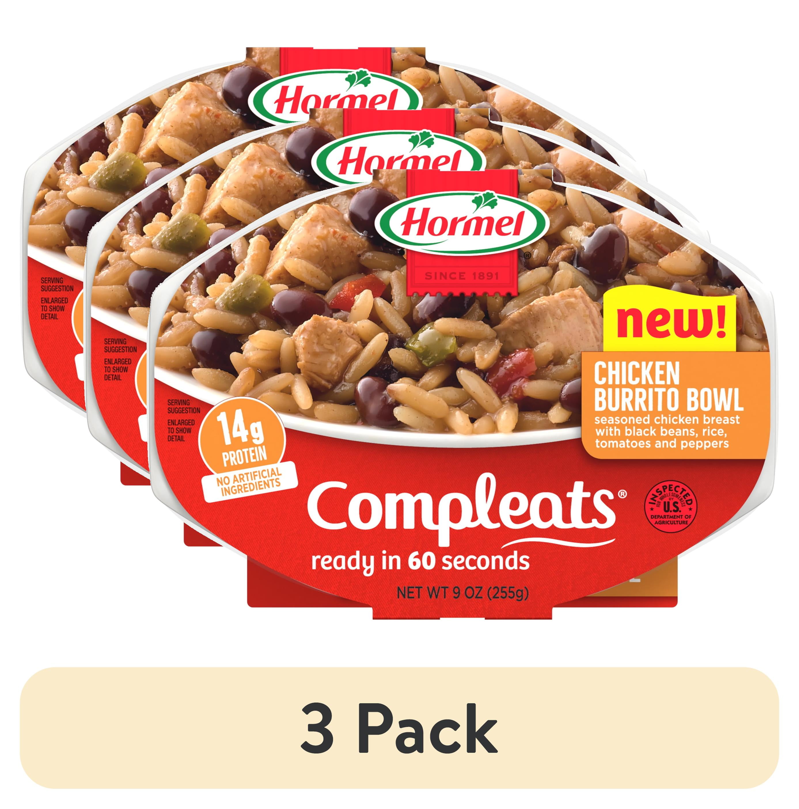 (3 pack) HORMEL COMPLEATS Chicken Burrito Bowl, Shelf-Stable, 9 oz ...