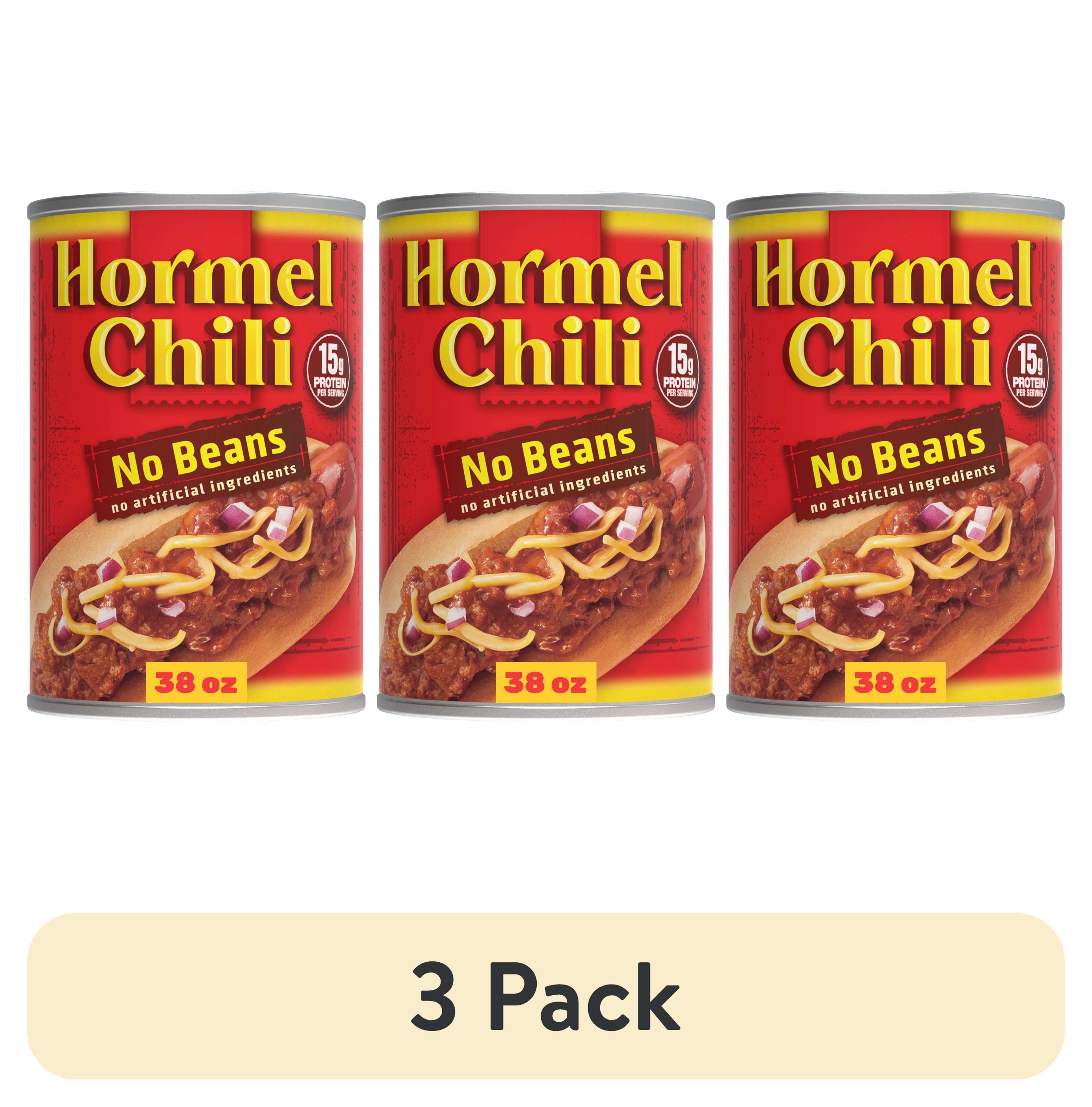 (3 pack) HORMEL Chili No Beans Canned Chili, Shelf-Stable, 38 oz Steel ...