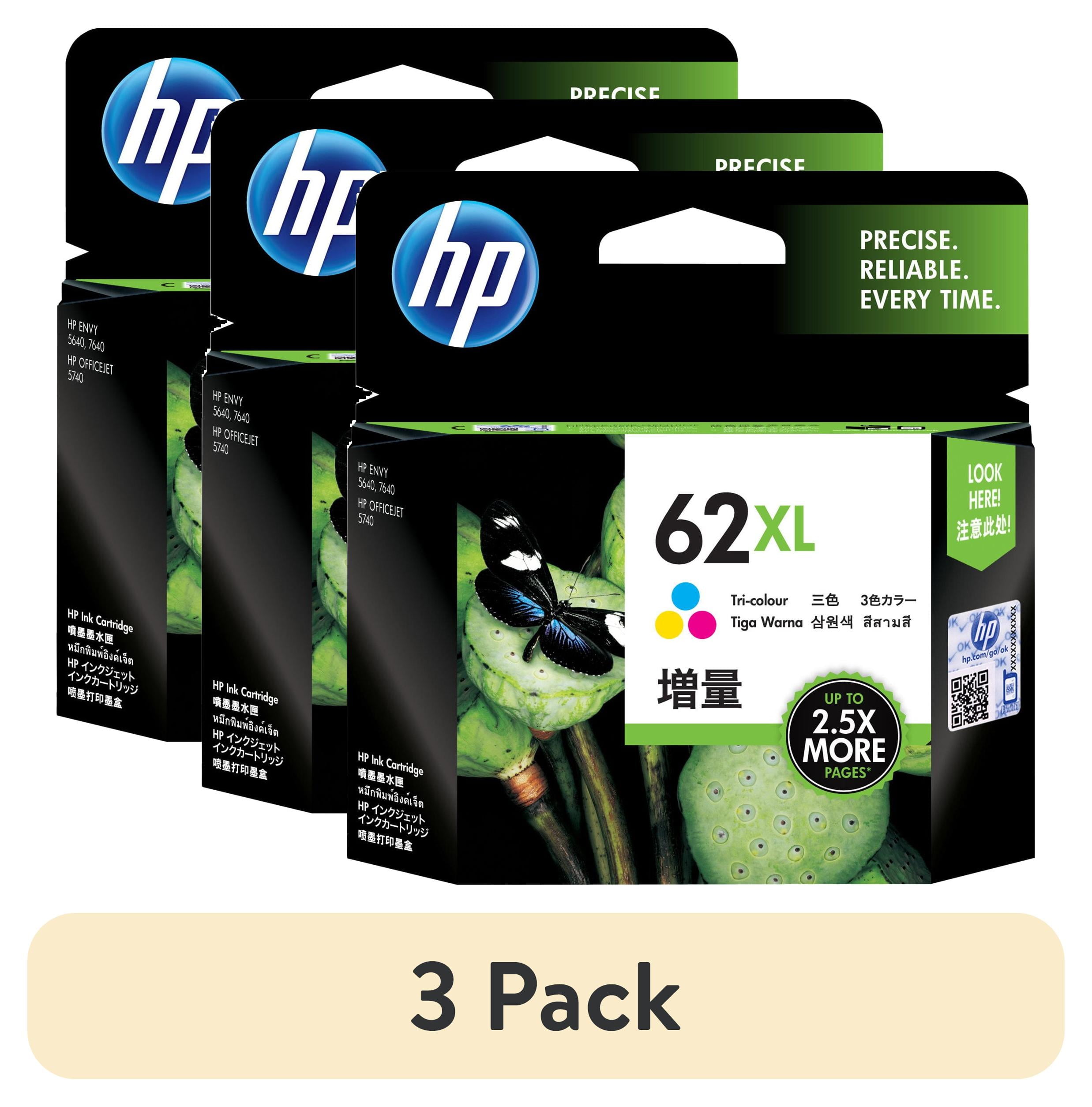 (3 pack) HP 62XL Original Inkjet Ink Cartridge, Tri-color Pack, 415 ...