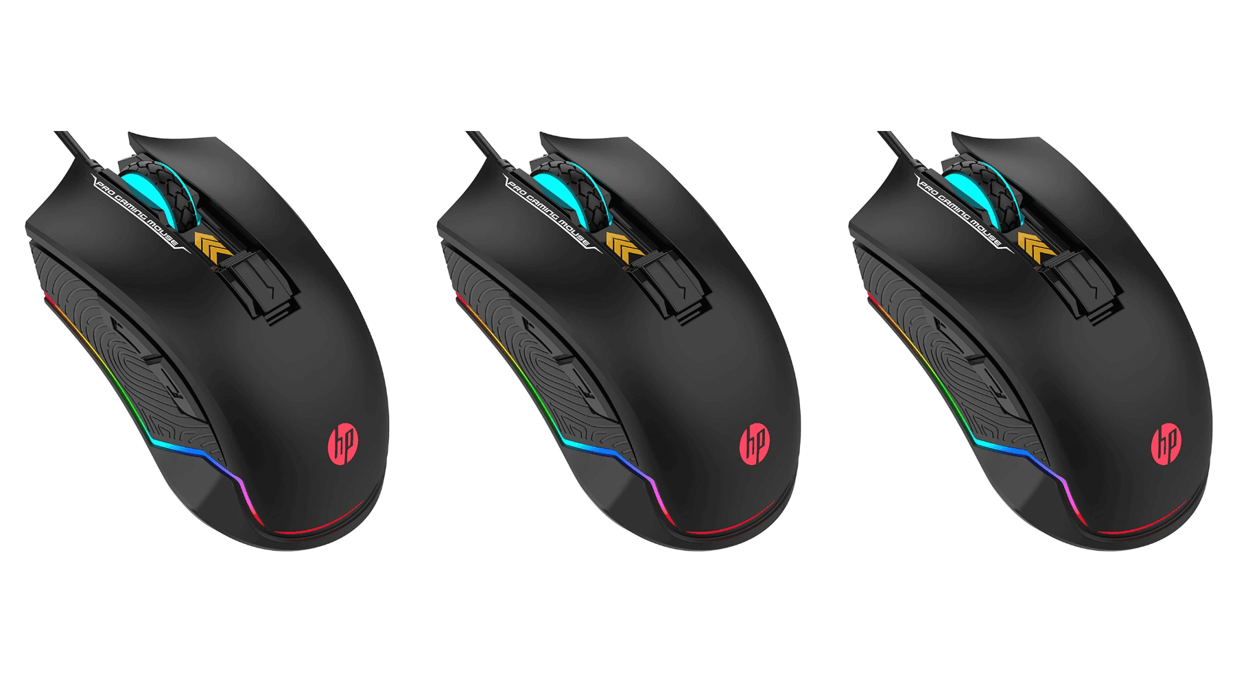 (3 pack) HP Wired Gaming Mouse LED RGB Backlit Adjustable 6200 DPI ...