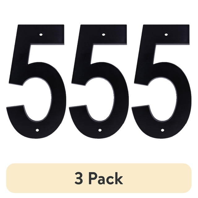 (3 pack) HY-KO 4" Black Plastic Modern Number 5 - Walmart Business Supplies