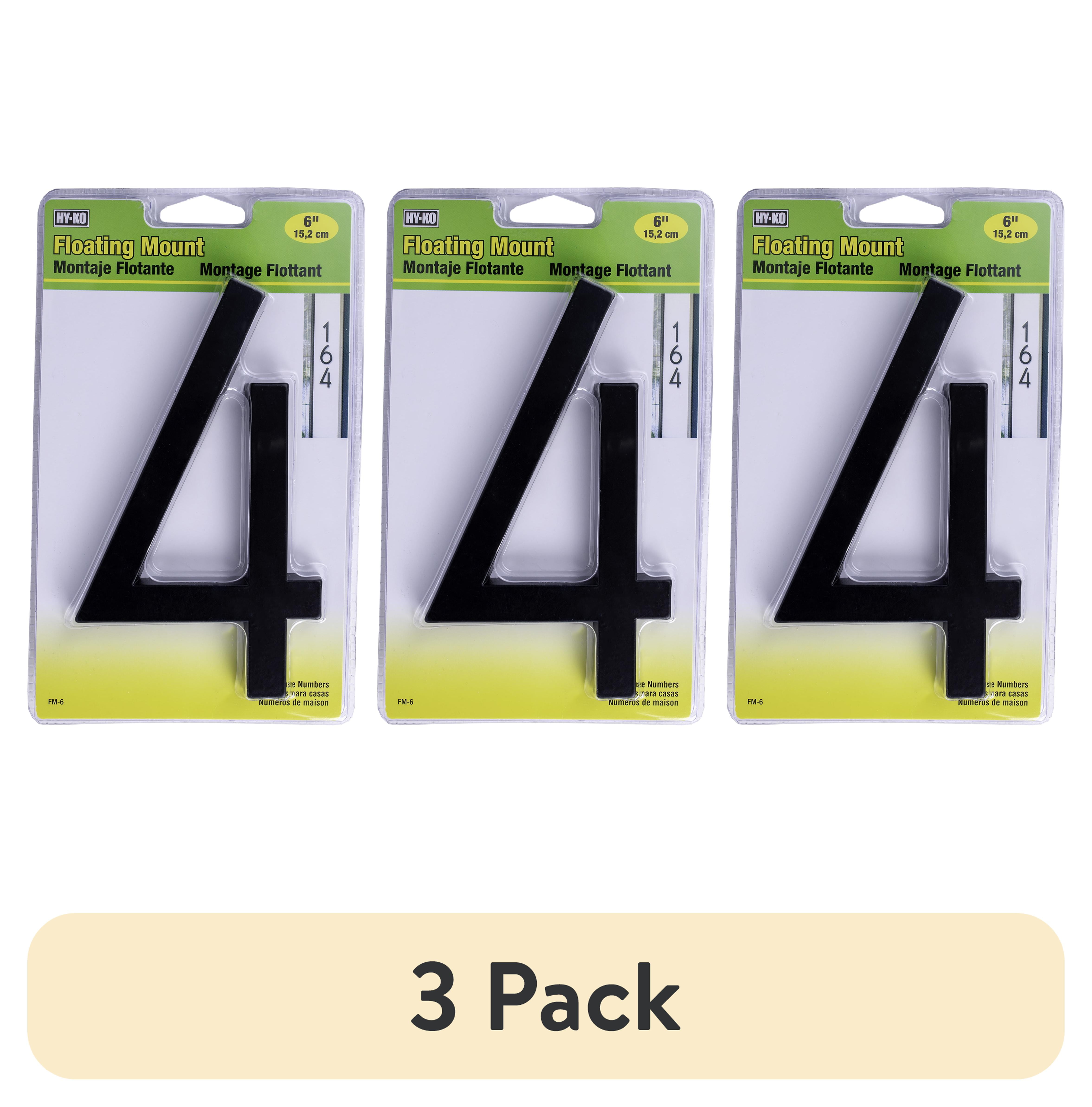 (3 pack) HY-KO 6" Black Floating Mount House Number 4 - Walmart.com