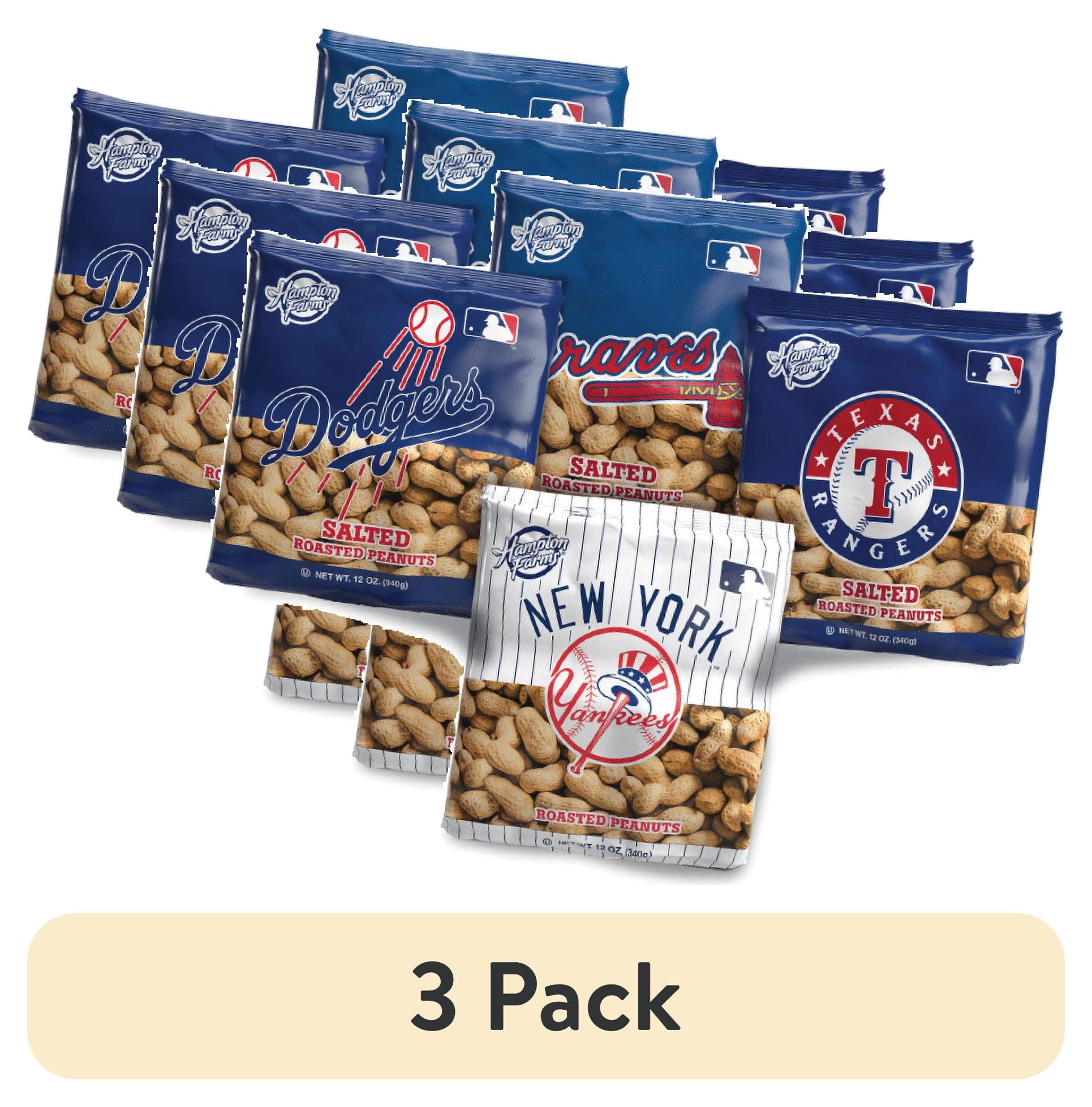 (3 pack) Hampton Farms Major League Baseball (MLB) In-Shell Peanuts, 12 ...