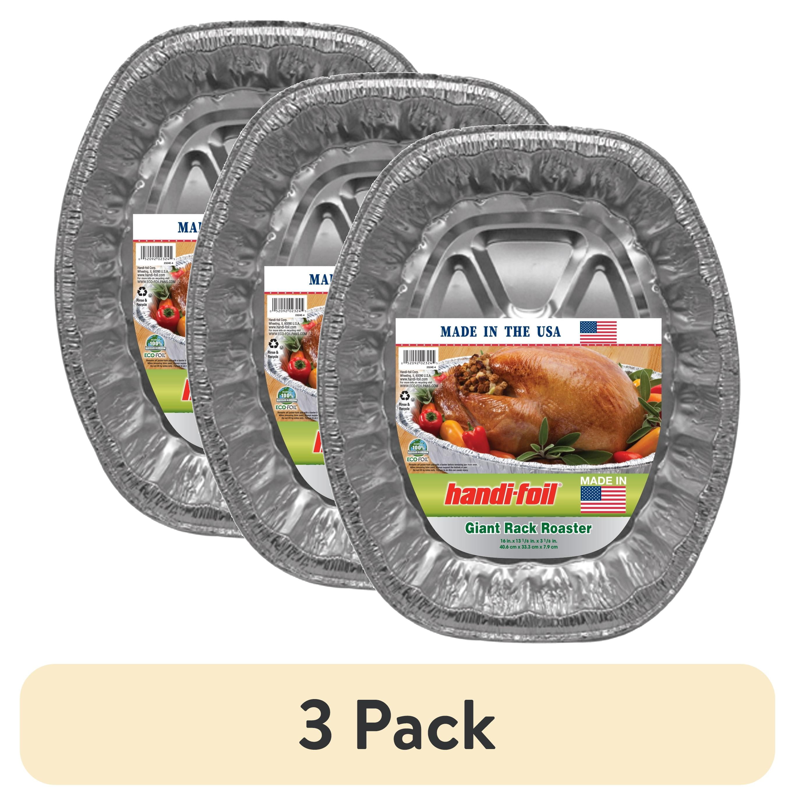 (3 pack) Handi-Foil Aluminum Foil Giant Oval Roaster, 16" x 13.12" x 3. ...