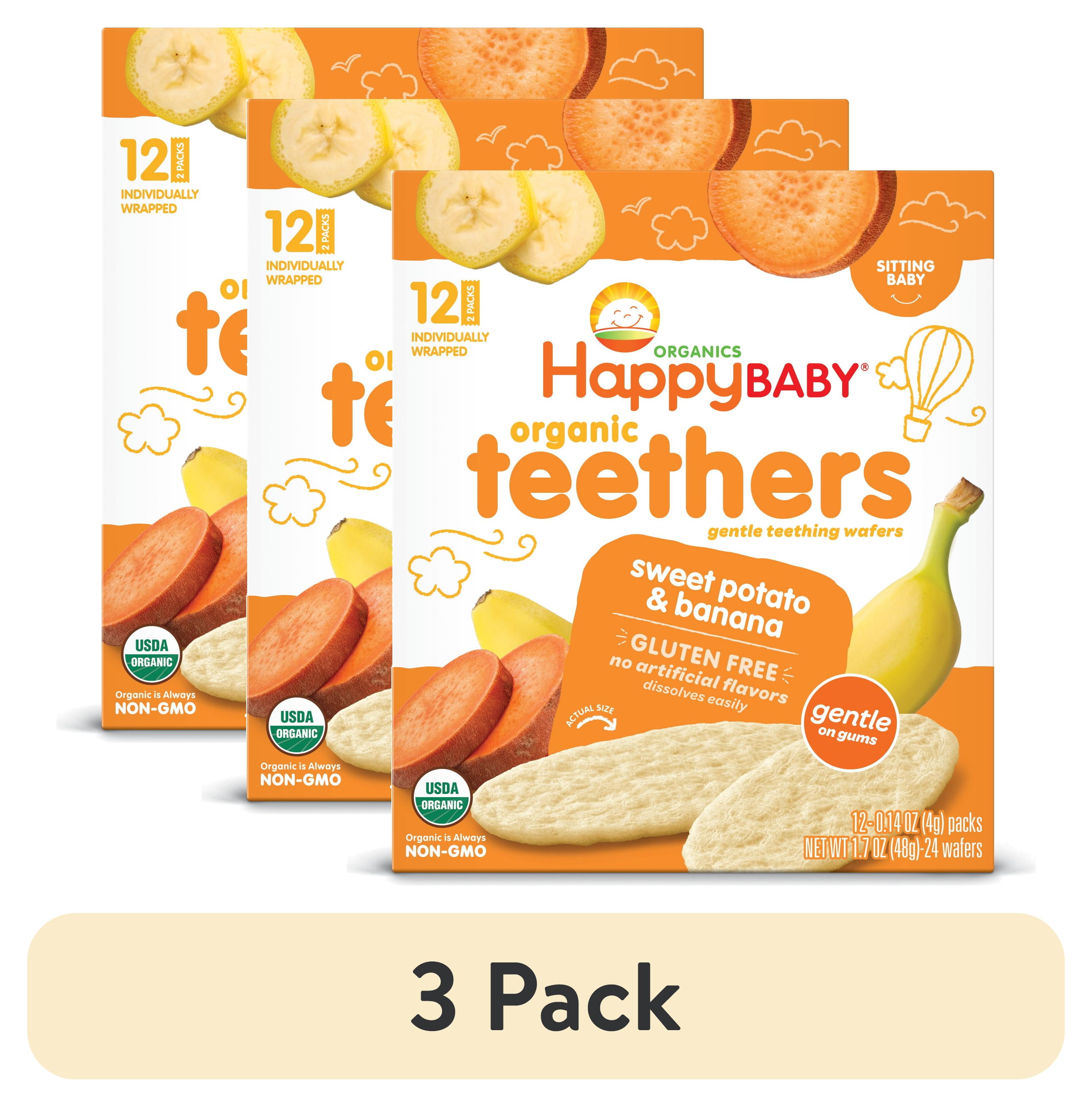(3 pack) Happy Baby, Gentle Teething Wafers, Sweet Potato & Banana ...