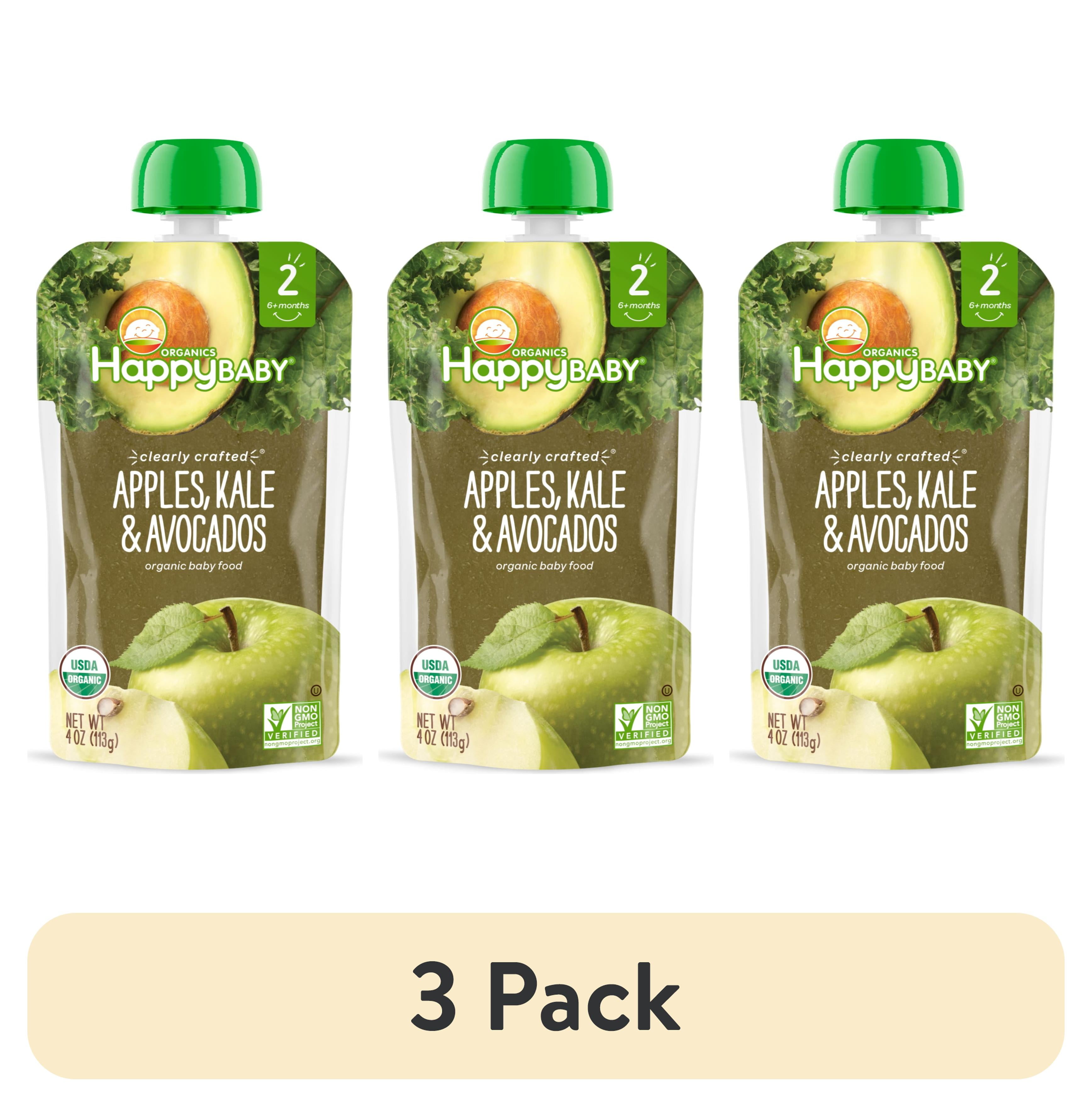 (3 pack) Happy Baby Organics Clearly Crafted, Stage 2 Apple, Kale ...