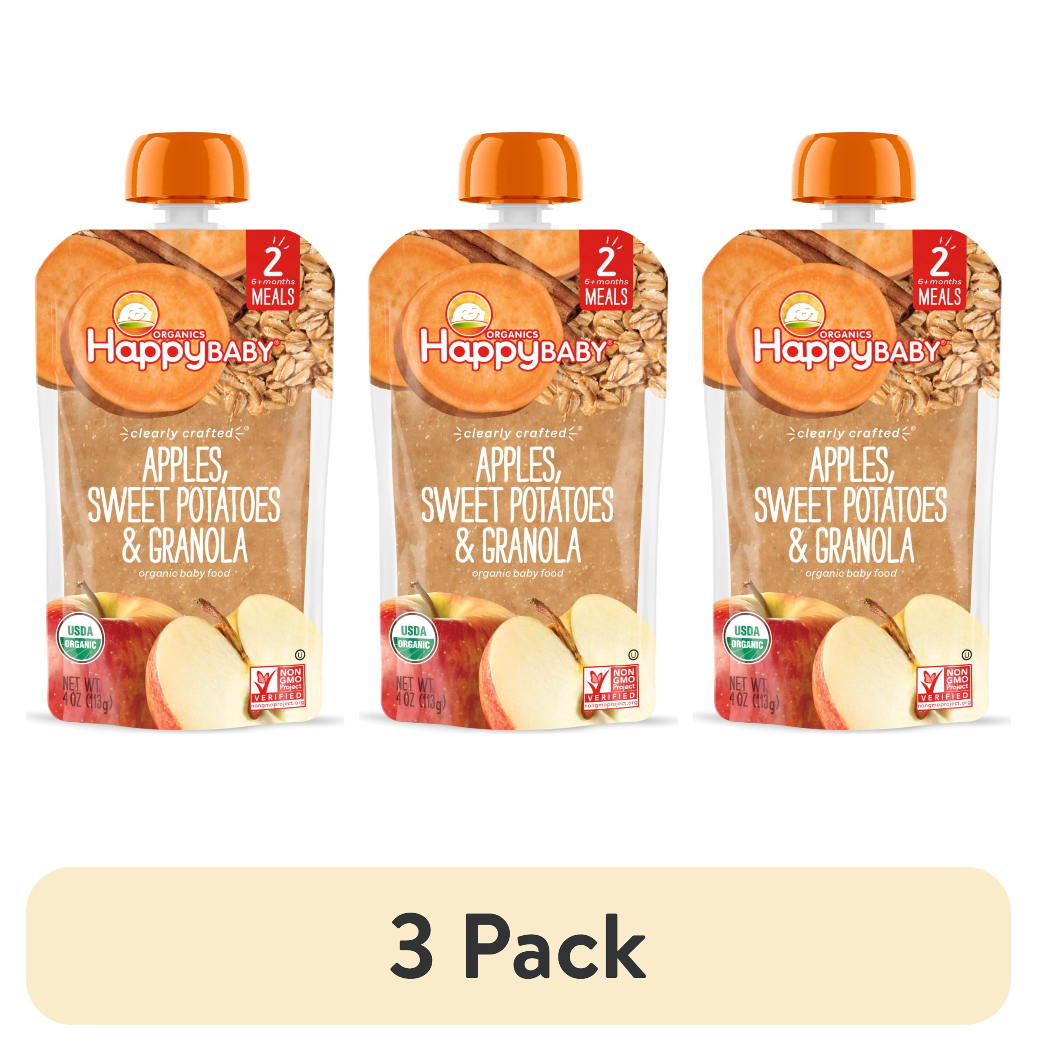 (3 pack) Happy Baby Organics Clearly Crafted, Stage 2 Meals, Apples ...