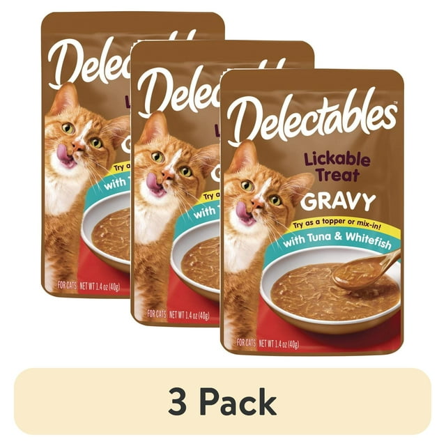 (3 pack) Hartz Delectables Gravy Lickable Wet Cat Treats, Tuna ...