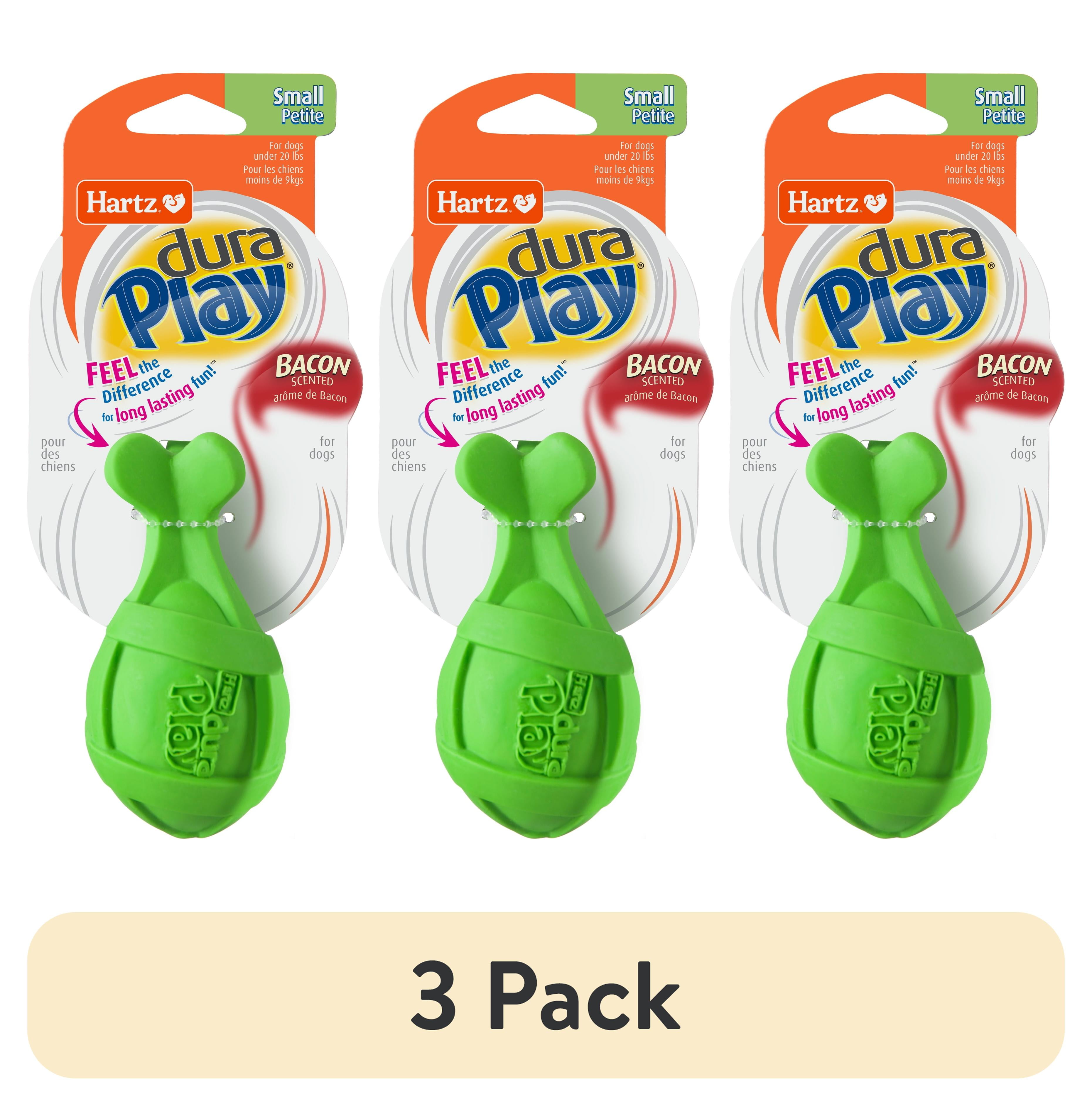 (3 pack) Hartz Dura Play Rocket Bacon Scented Latex Dog Toys, Small ...