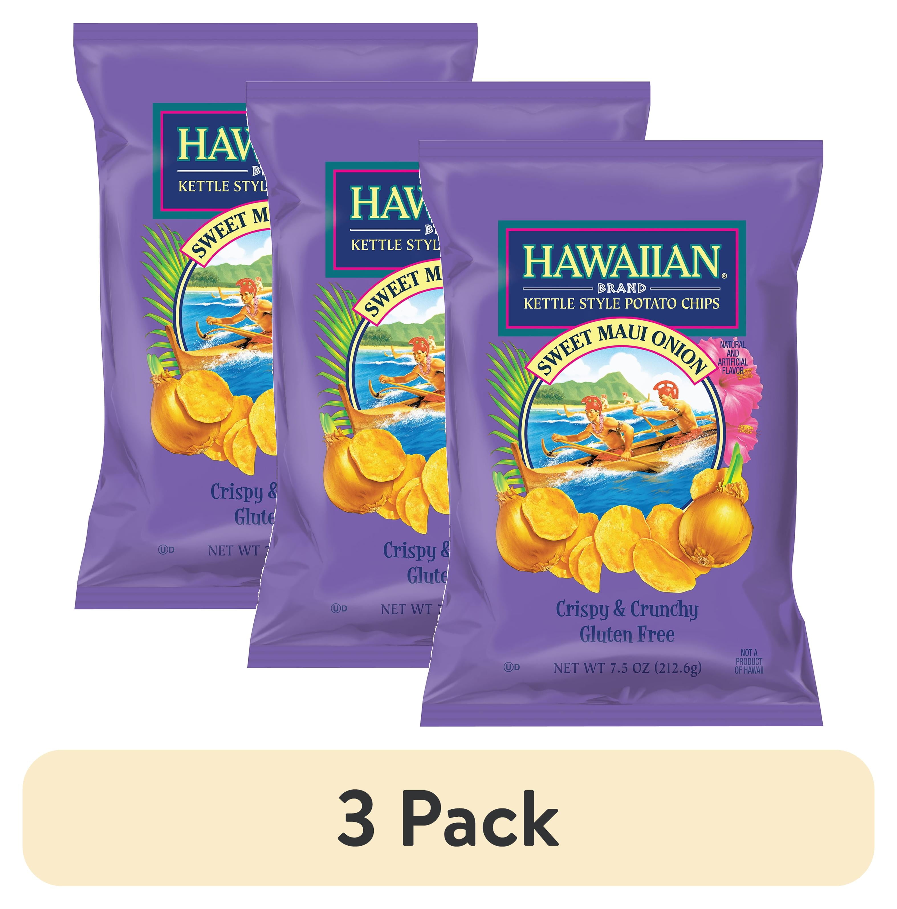(3 pack) Hawaiian Brand Sweet Maui Onion Kettle Style Potato Chips ...
