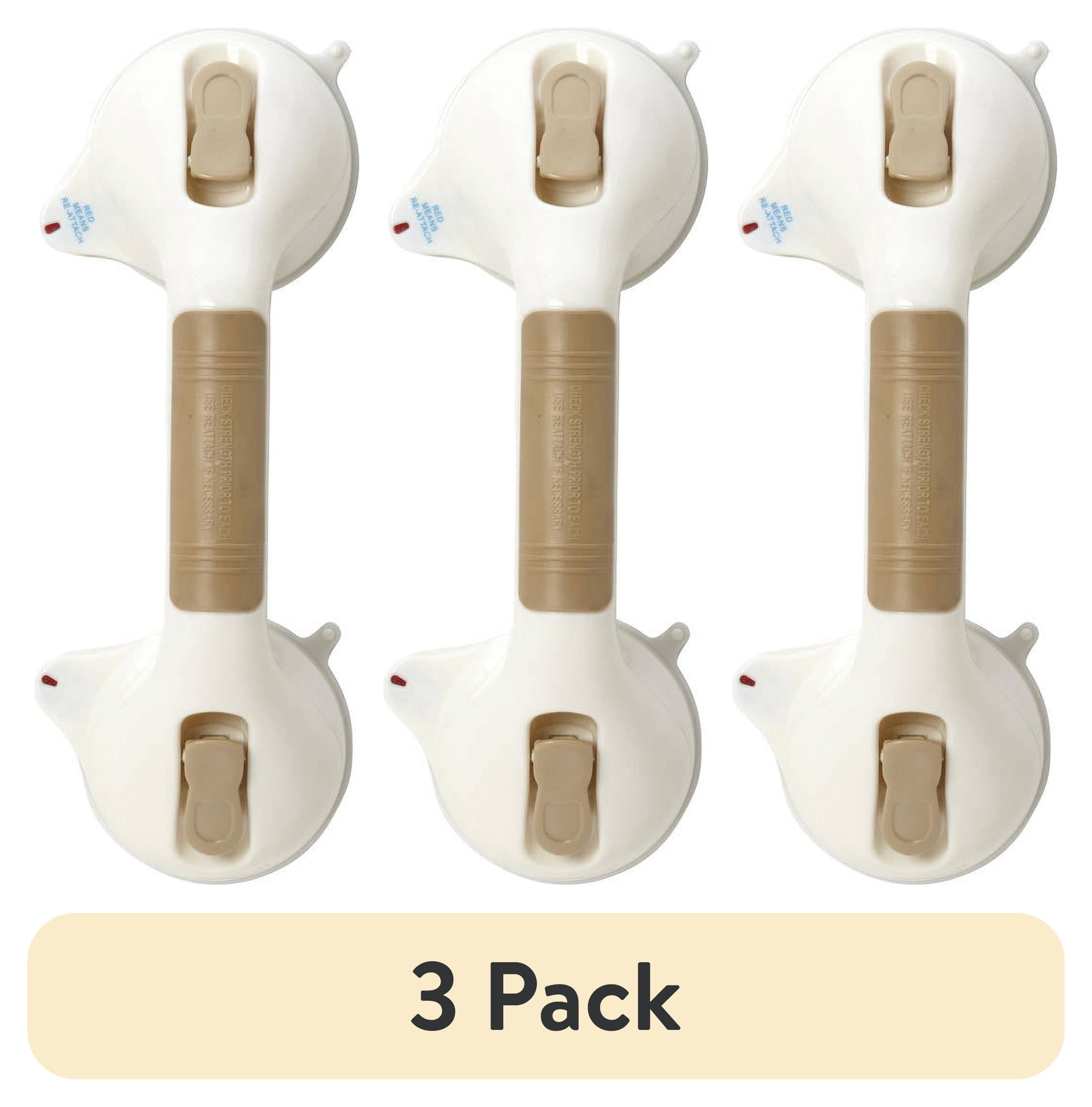 (3 pack) HealthSmart Suction Cup Grab Bars for Bathroom with ...