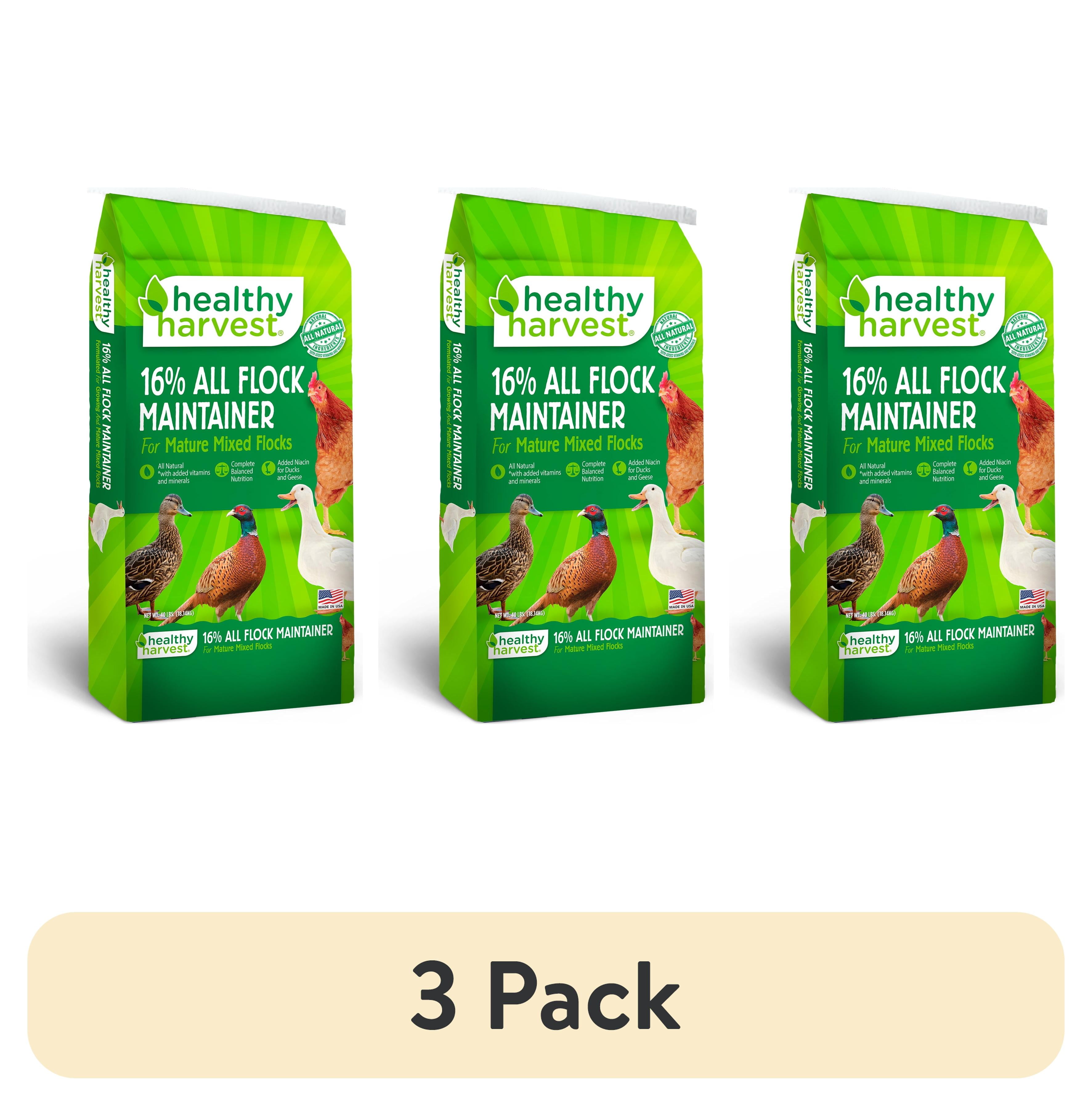 (3 pack) Healthy Harvest 16% All Natural Flock Maintainer Pellets for Feeding Mixed Flocks of ...