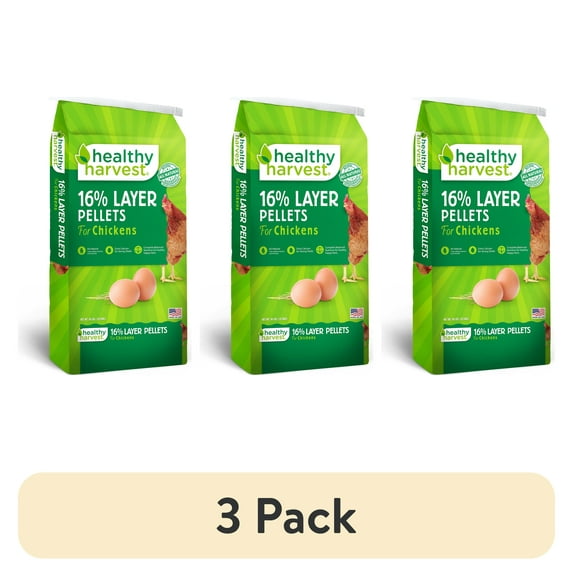 (3 pack) Healthy Harvest 16% Layer Pellets Feed for Egg Laying Chickens ...