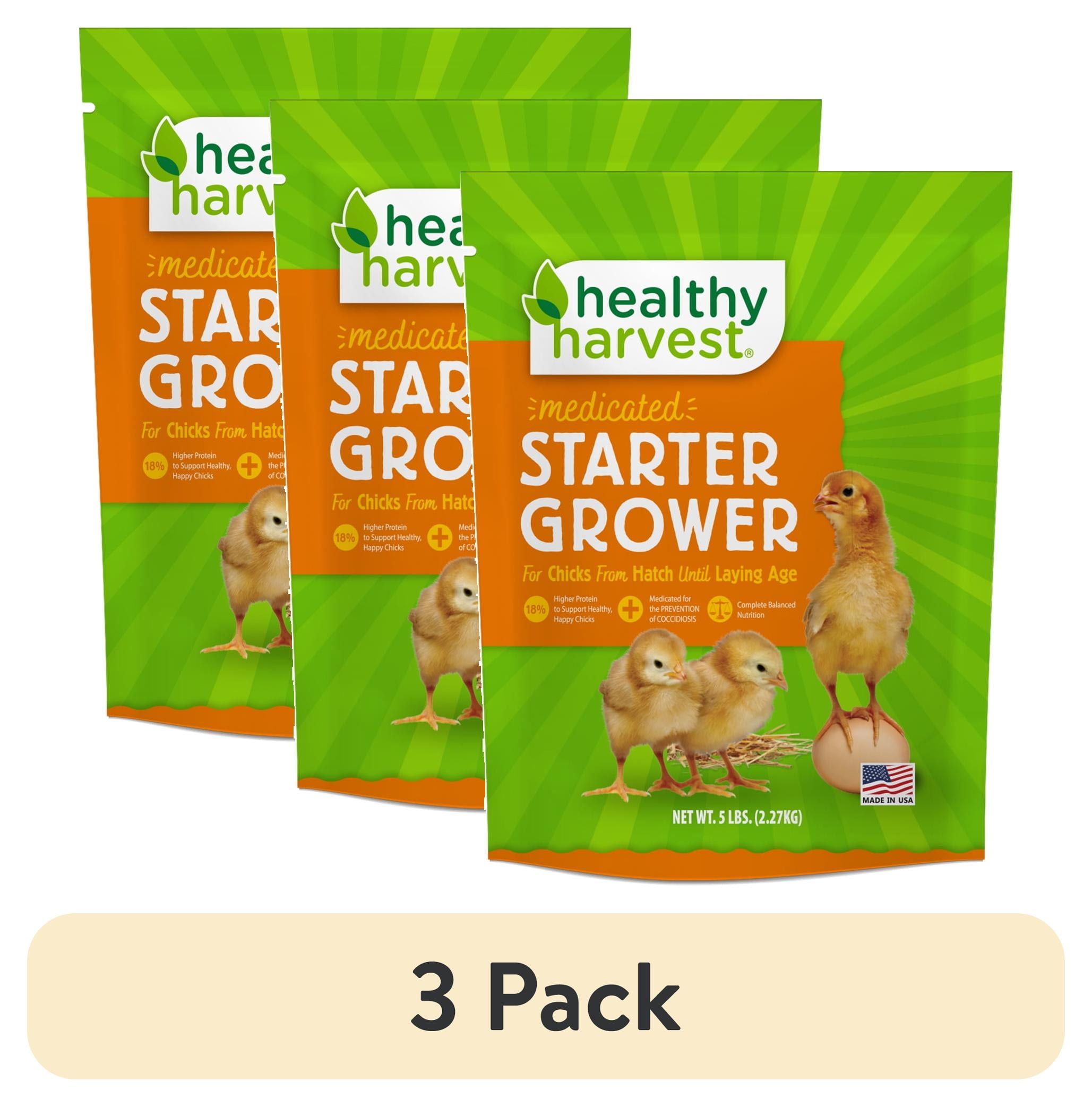 (3 pack) Healthy Harvest Medicated Starter Crumble Feed for Baby Chicks ...