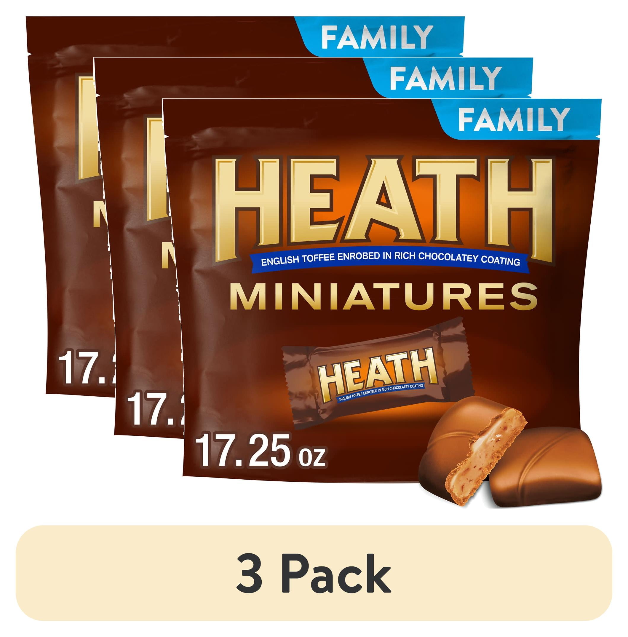 (3 pack) Heath Miniatures Chocolatey English Toffee Candy, Family Pack ...