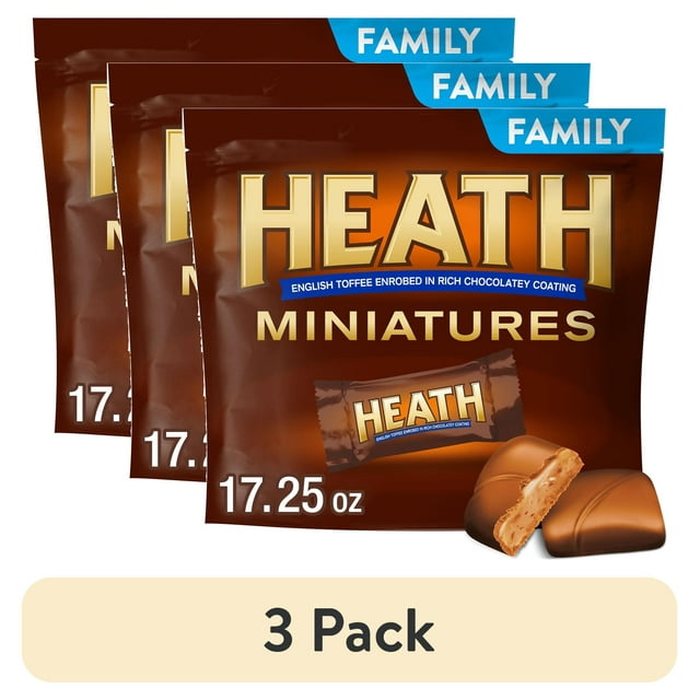 (3 pack) Heath Miniatures Chocolatey English Toffee Candy, Family Pack ...