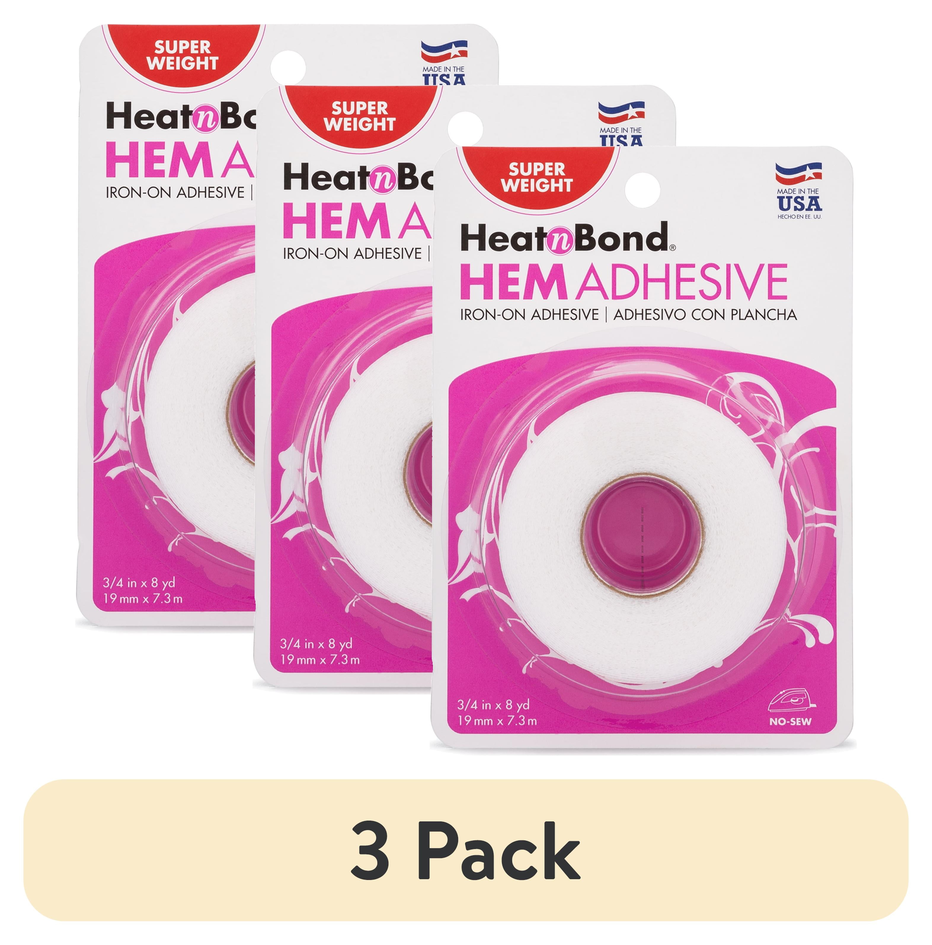 (3 pack) HeatnBond Hem Iron-On Adhesive, Super Weight, 3/4 Inch x 8 ...