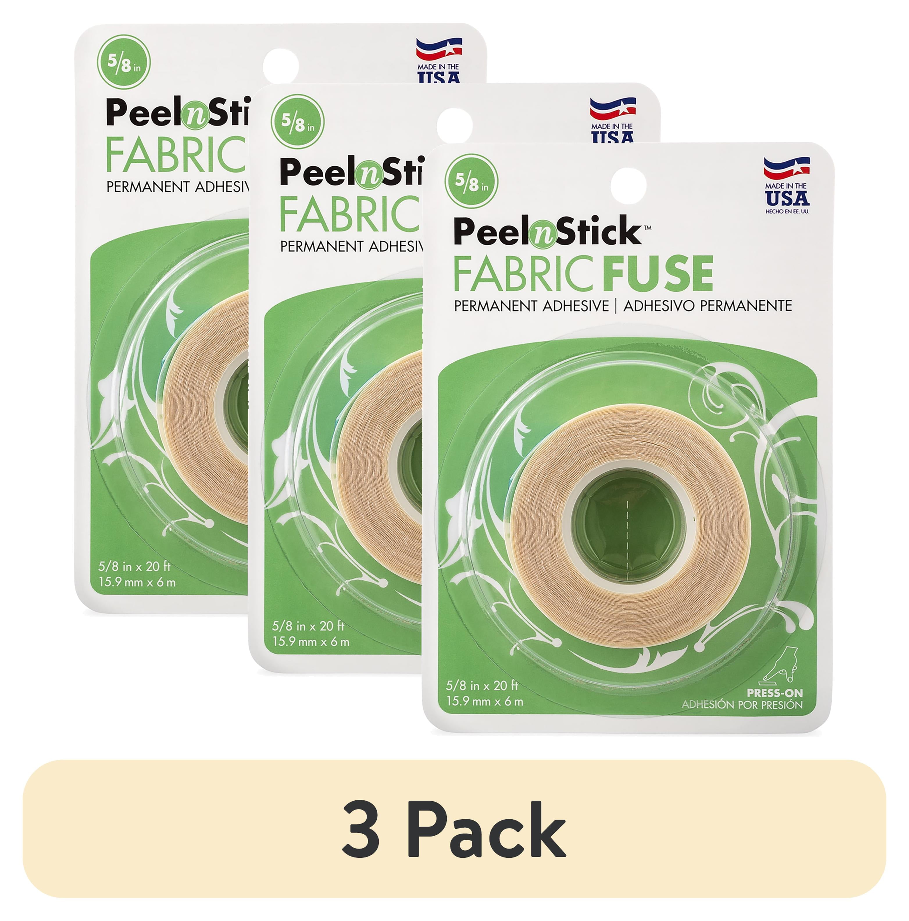 (3 pack) HeatnBond PeelnStick Fabric Fuse Hem Tape 5/8-inch x 20 Foot ...
