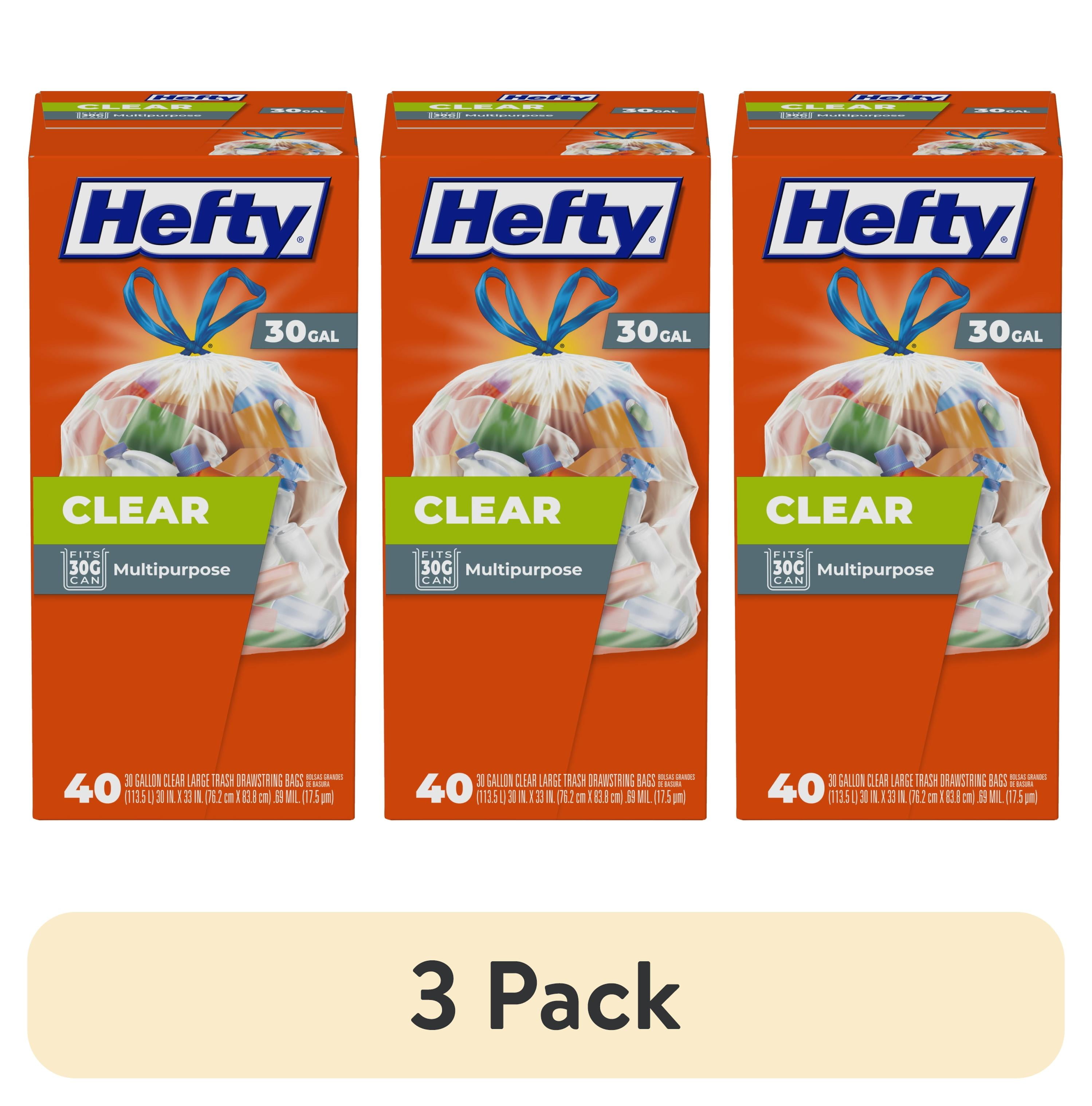(3 pack) Hefty Clear Trash Bags, Clear, 30 gallon, 40 Count - Walmart.com