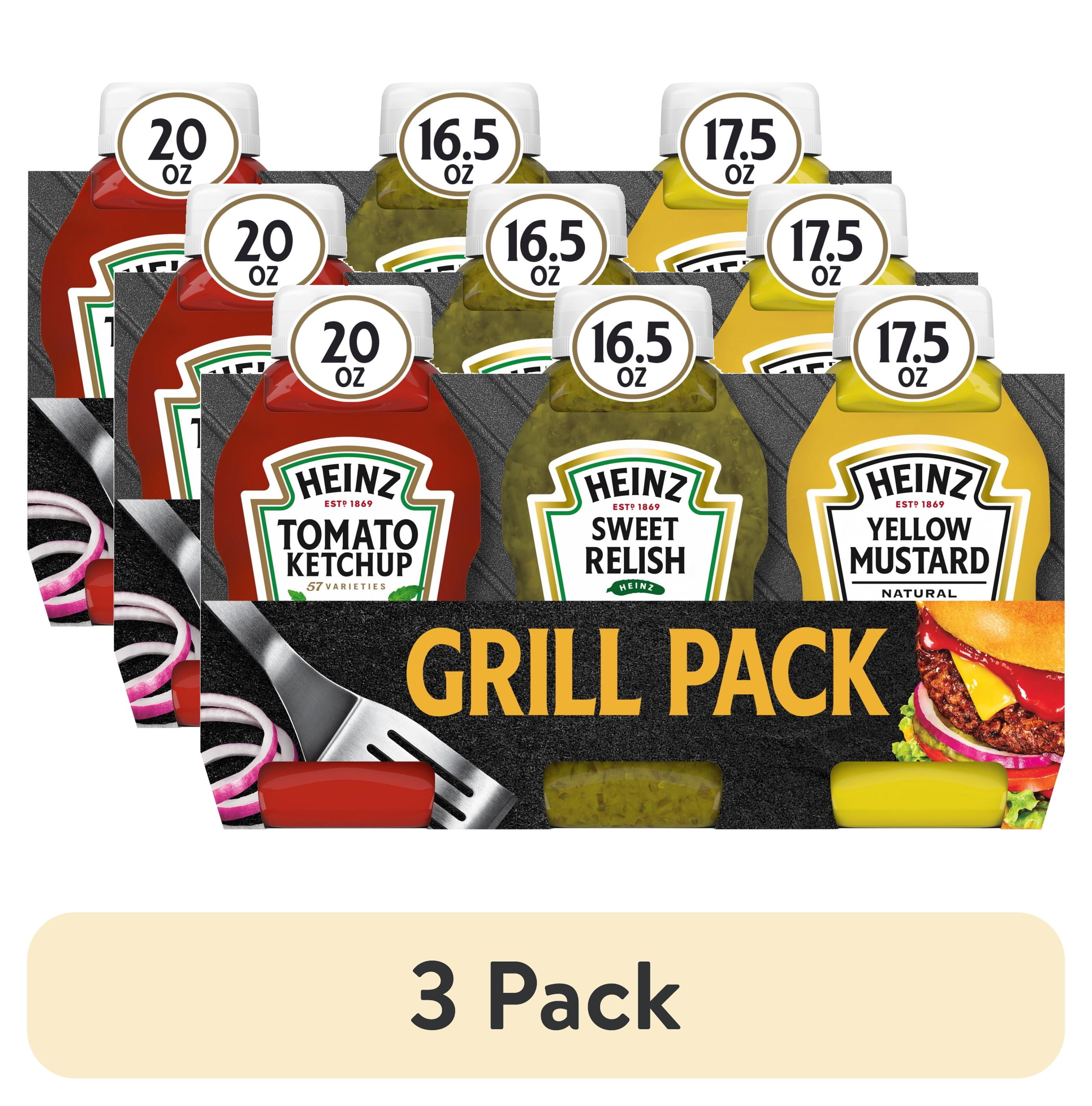 (3 pack) Heinz Tomato Ketchup, Sweet Relish & Yellow Mustard Grill Pack ...