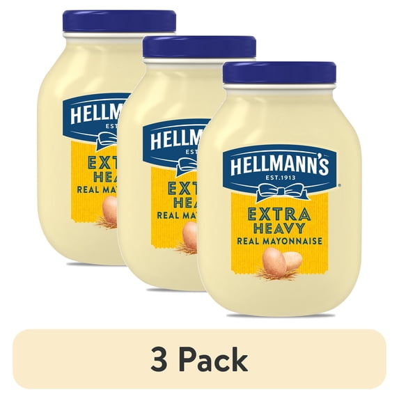 (3 pack) Hellmann's Extra Heavy Real Mayonnaise, Extra Egg Yolk, 1 ...