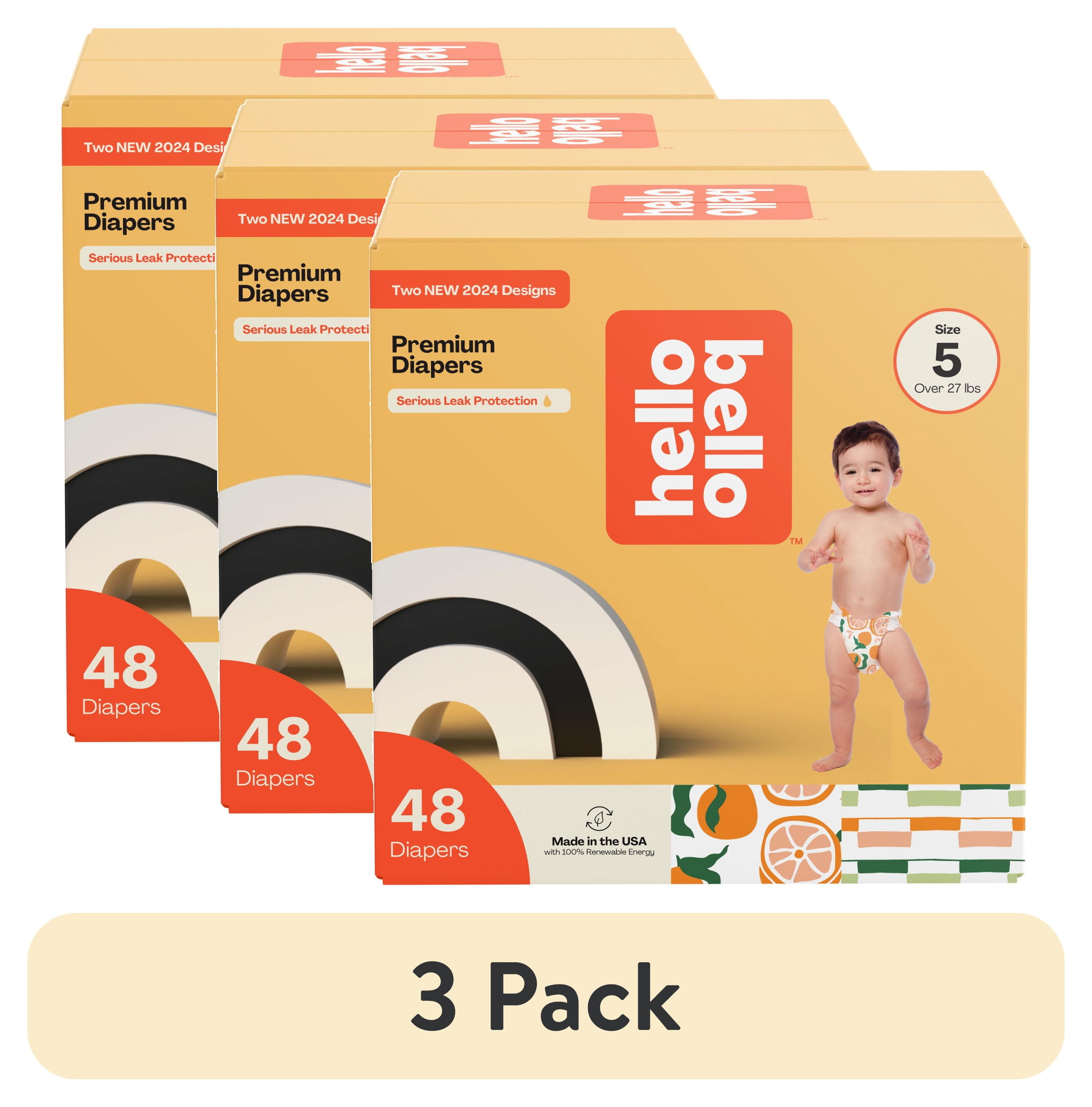 (3 pack) Hello Bello Premium Baby Diapers, Toddler Size 5, 48 Count ...