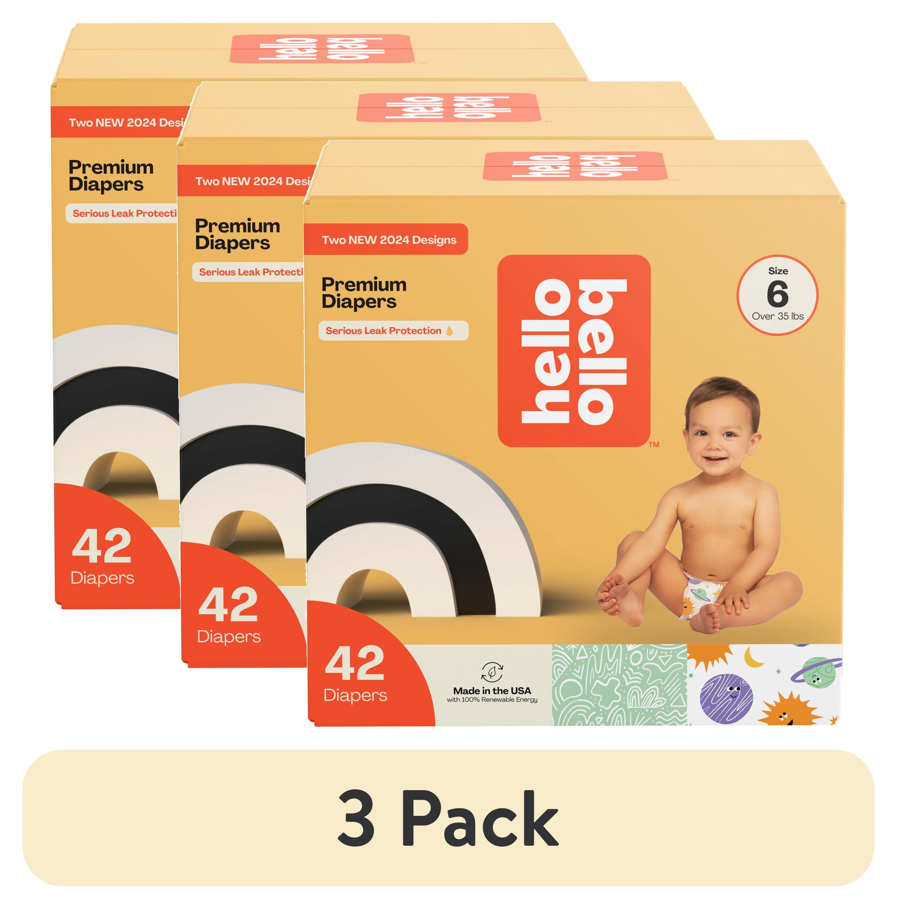 (3 pack) Hello Bello Premium Baby Diapers, Toddler Size 6, 42 Count ...