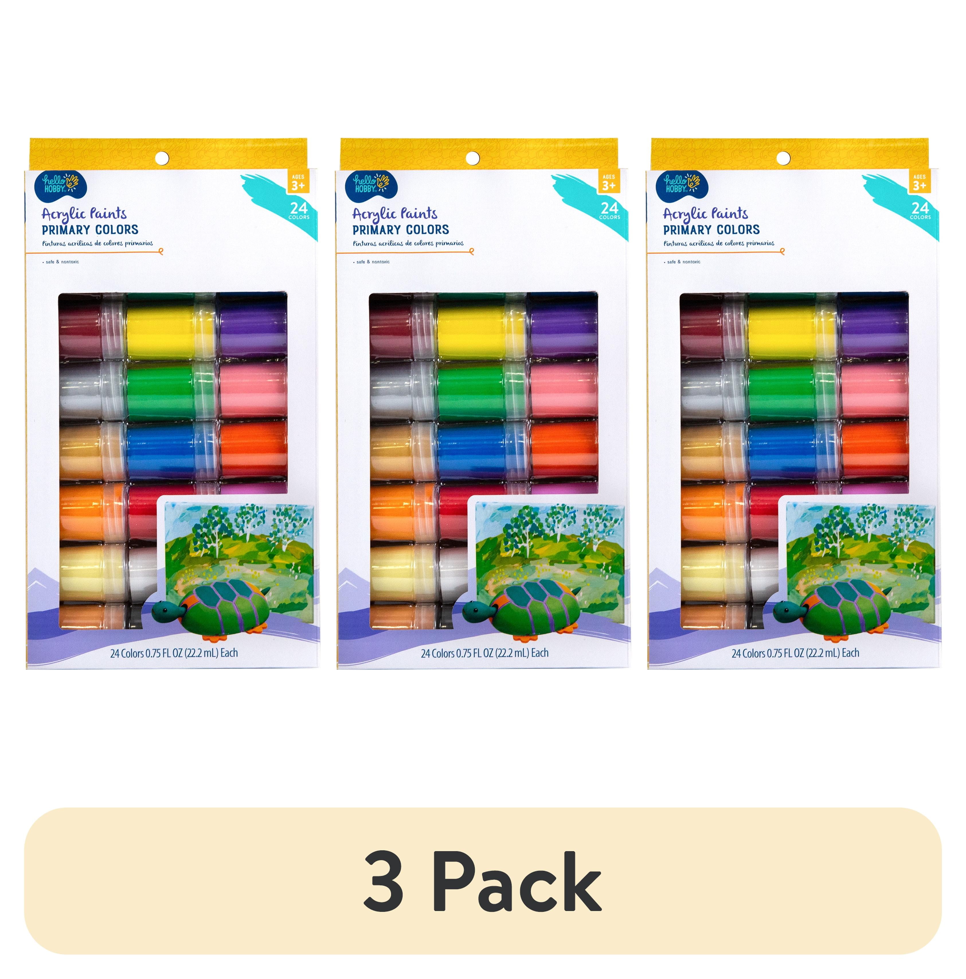 (3 pack) Hello Hobby 0.75 oz Multi-Color Matte Acrylic Art Paint (24 ...