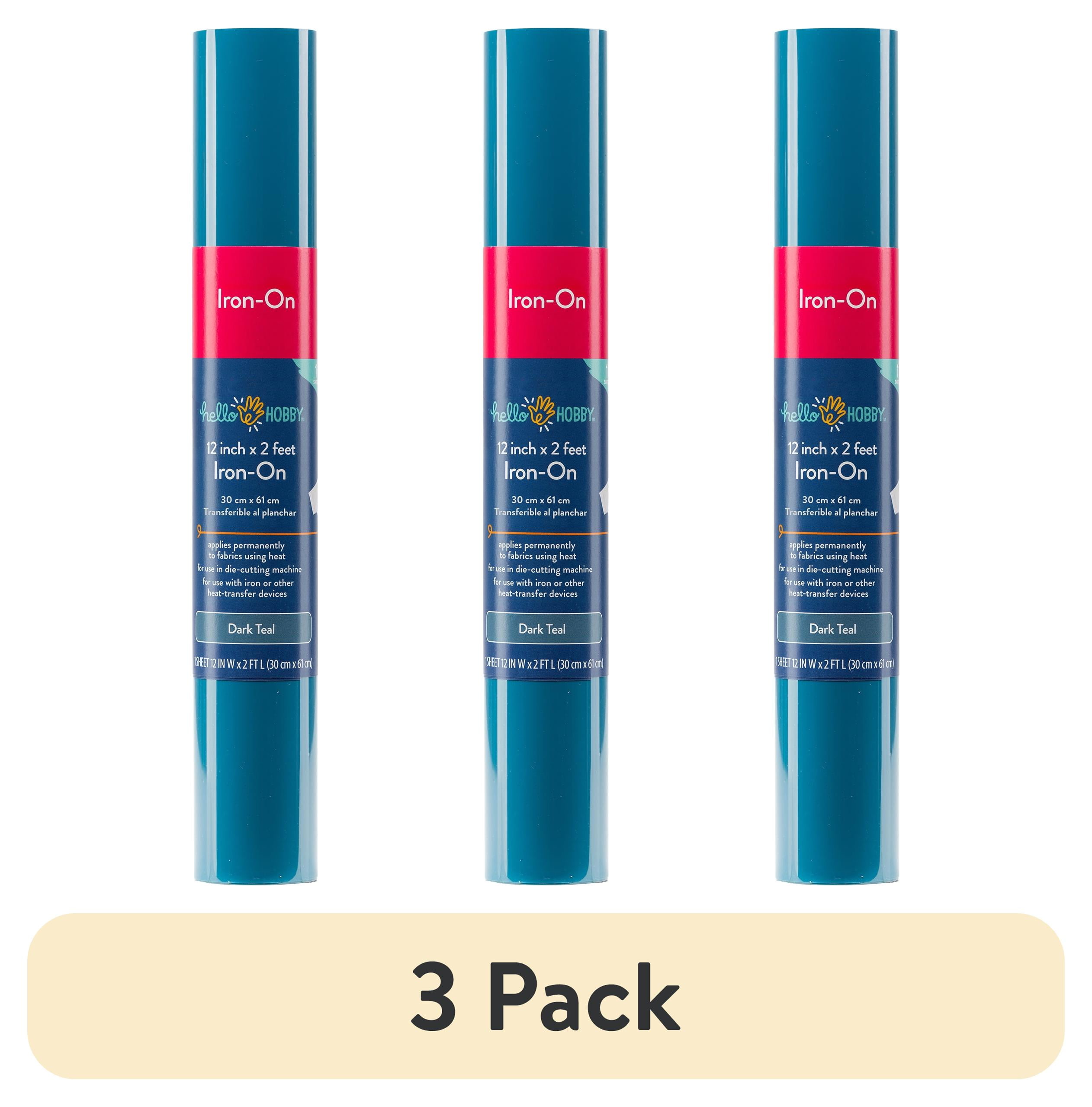 (3 pack) Hello Hobby 12" x 2' Dark Teal Iron-On Craft Vinyl Roll ...