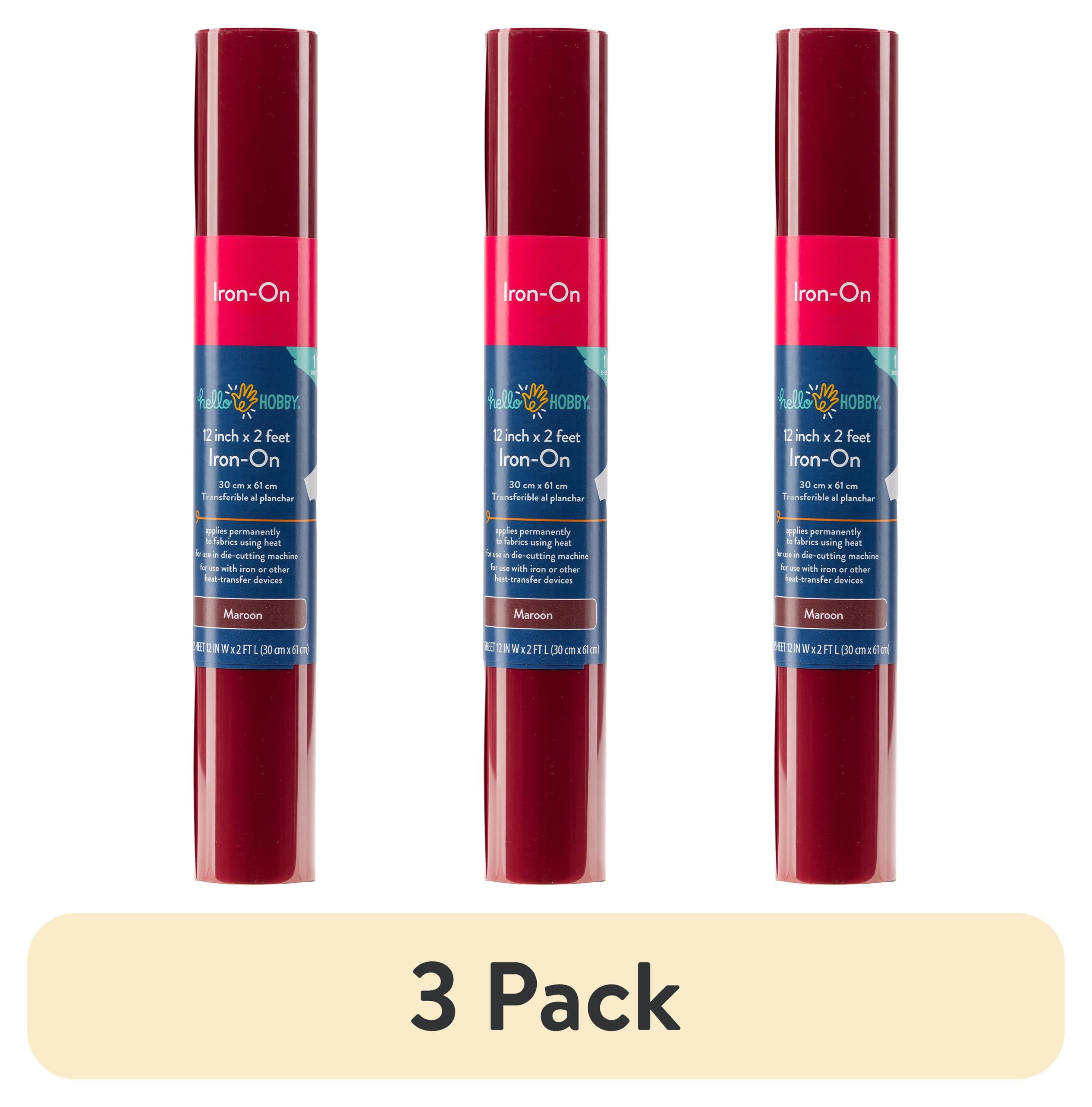 (3 pack) Hello Hobby 12" x 2' Maroon Iron-On Craft Vinyl Roll - Walmart.com