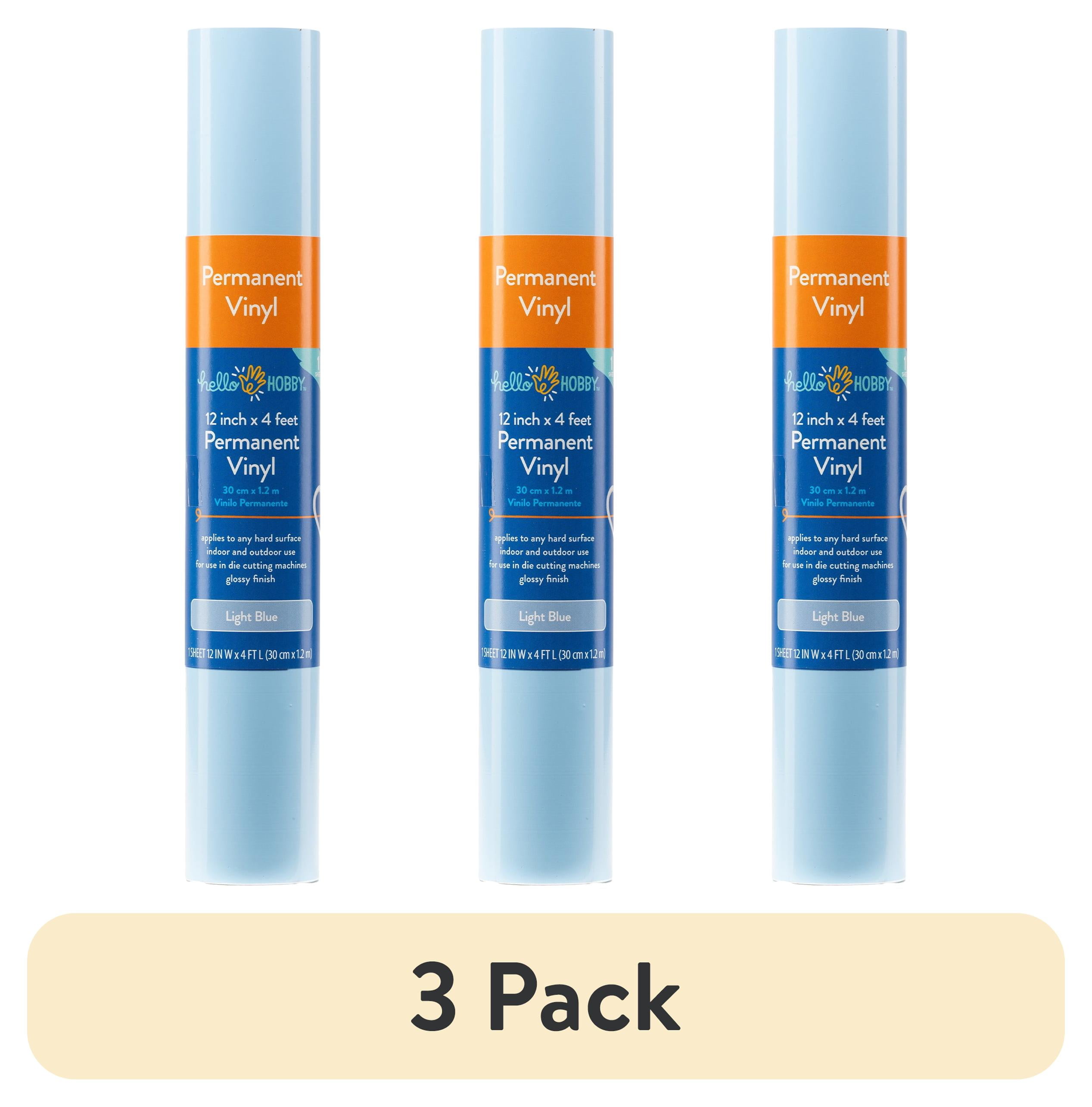 (3 pack) Hello Hobby 12" x 4' Light Blue Permanent Craft Vinyl Roll ...