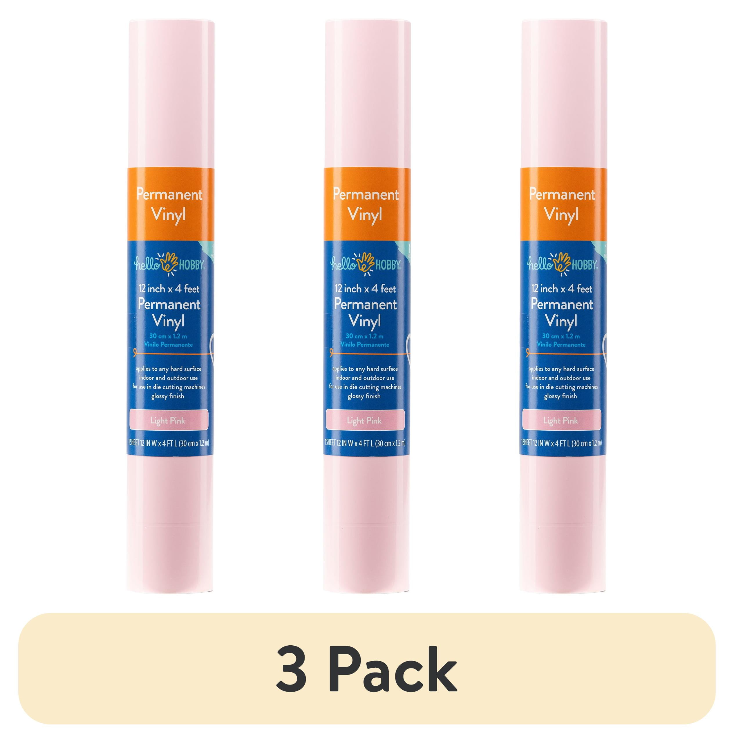 (3 pack) Hello Hobby 12" x 4' Light Pink Permanent Craft Vinyl Roll ...