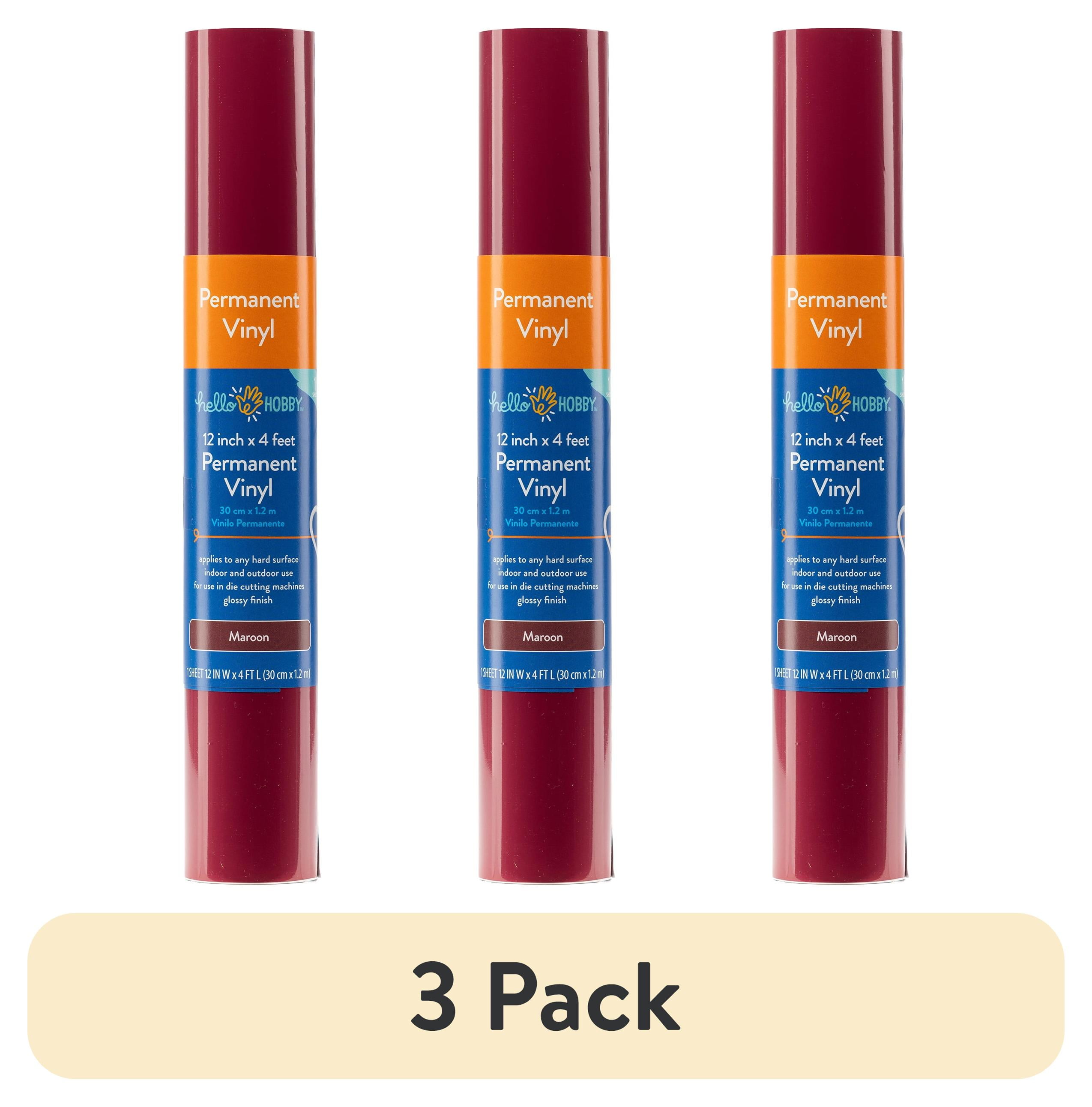 (3 pack) Hello Hobby 12" x 4' Maroon Permanent Craft Vinyl Roll ...