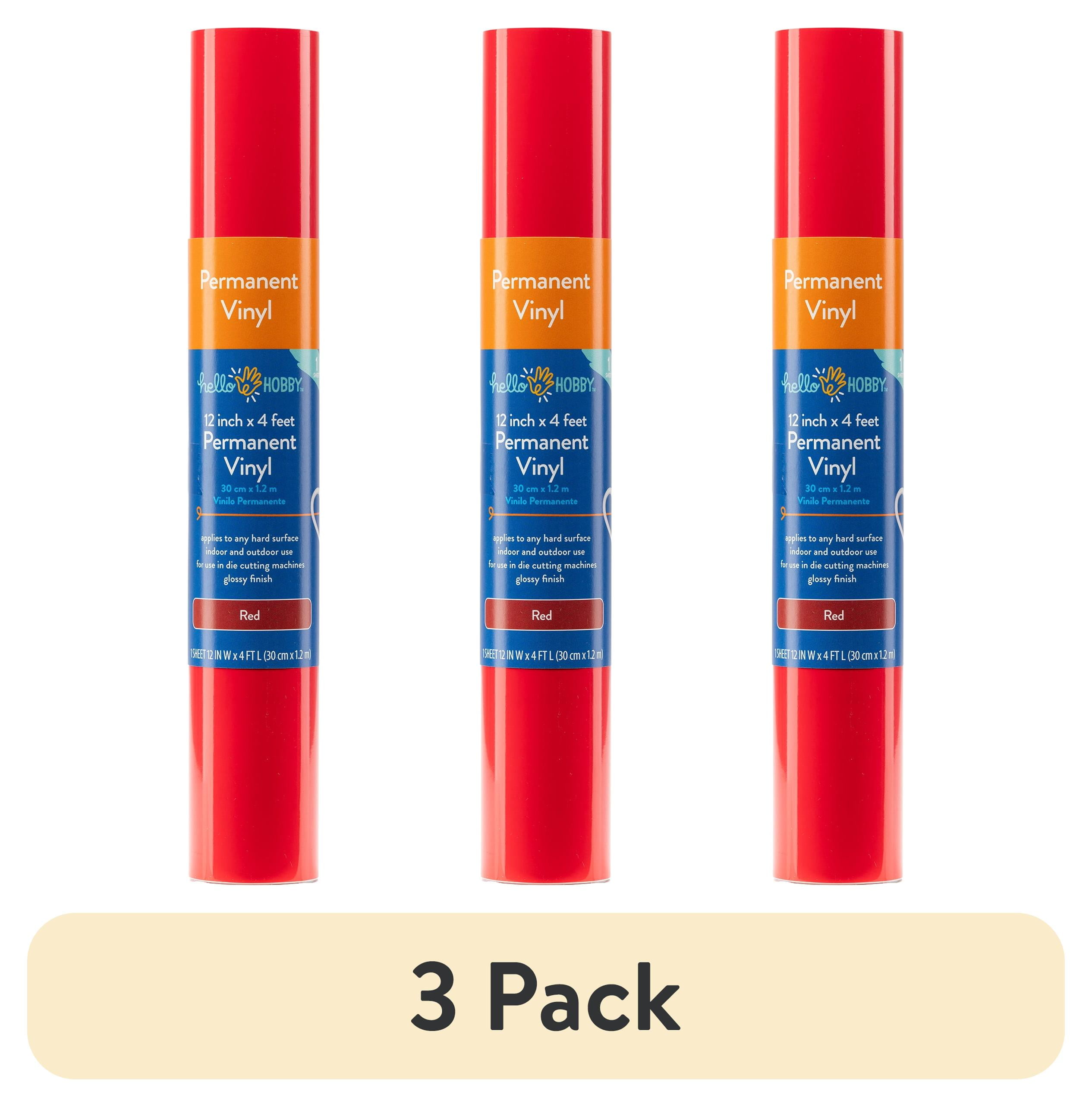 (3 pack) Hello Hobby 12" x 4' Red Permanent Craft Vinyl Roll - Walmart.com