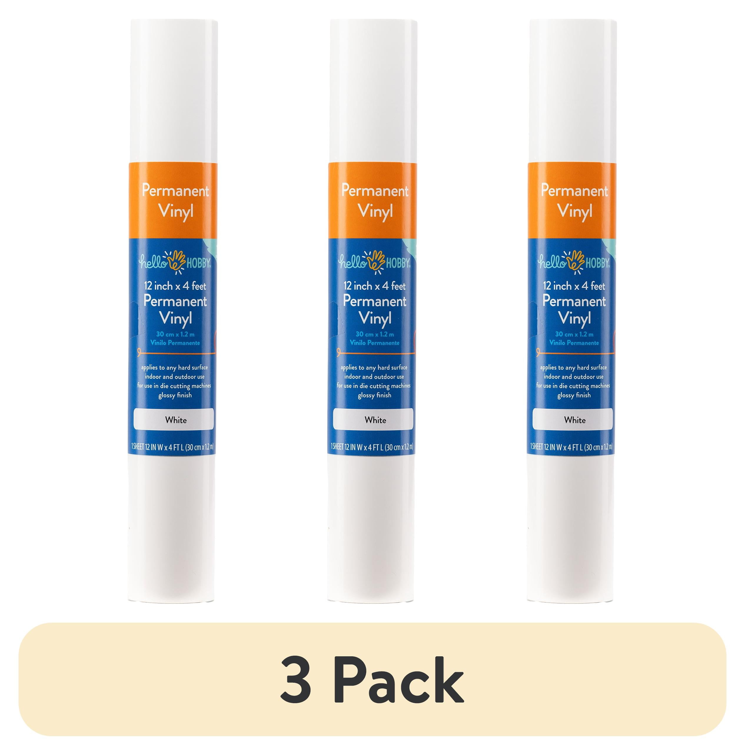 (3 pack) Hello Hobby 12" x 4' White Permanent Craft Vinyl Roll ...