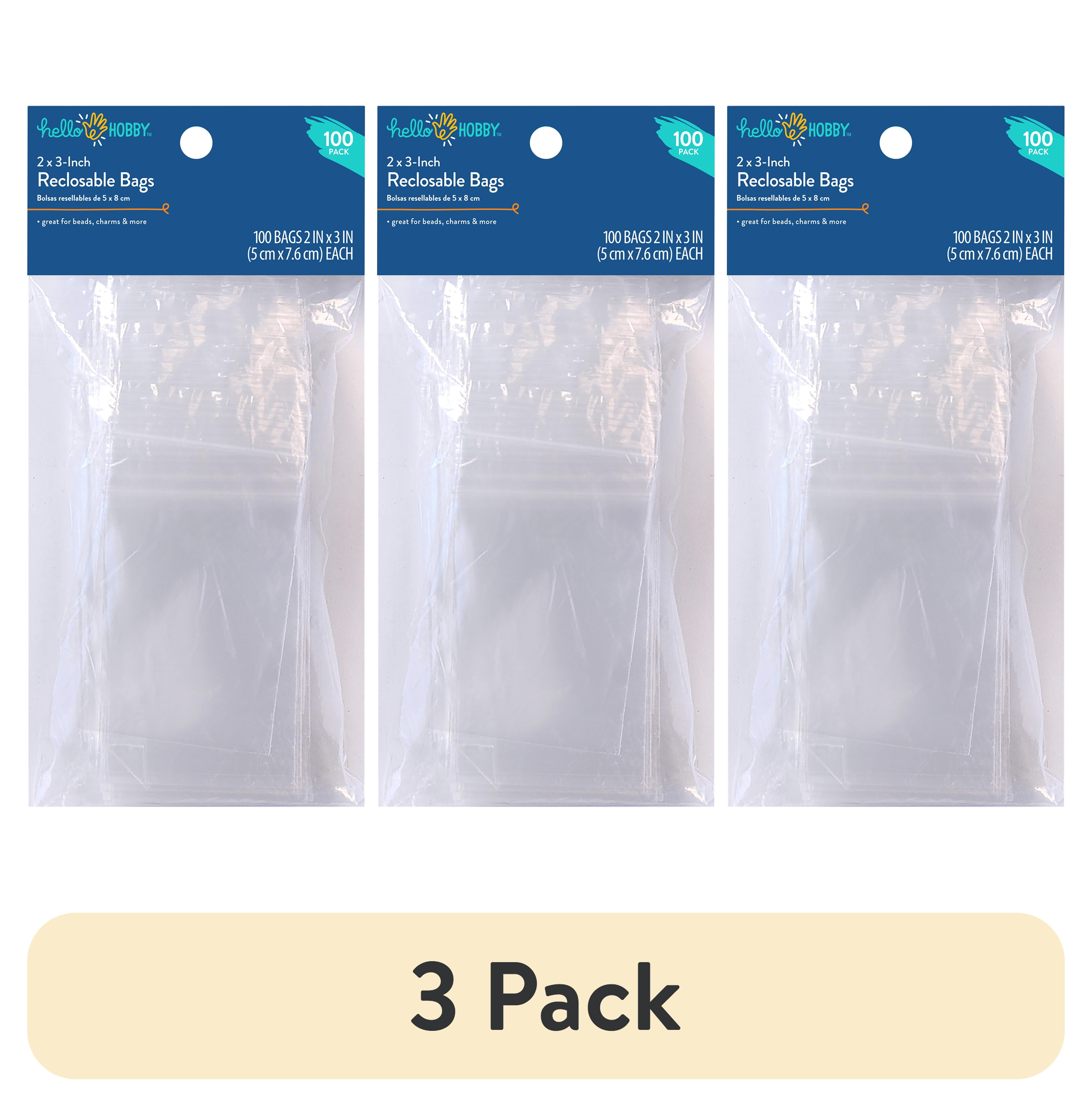 (3 pack) Hello Hobby 2" x 3" Reclosable Plastic Bags 100-Pack – Small ...