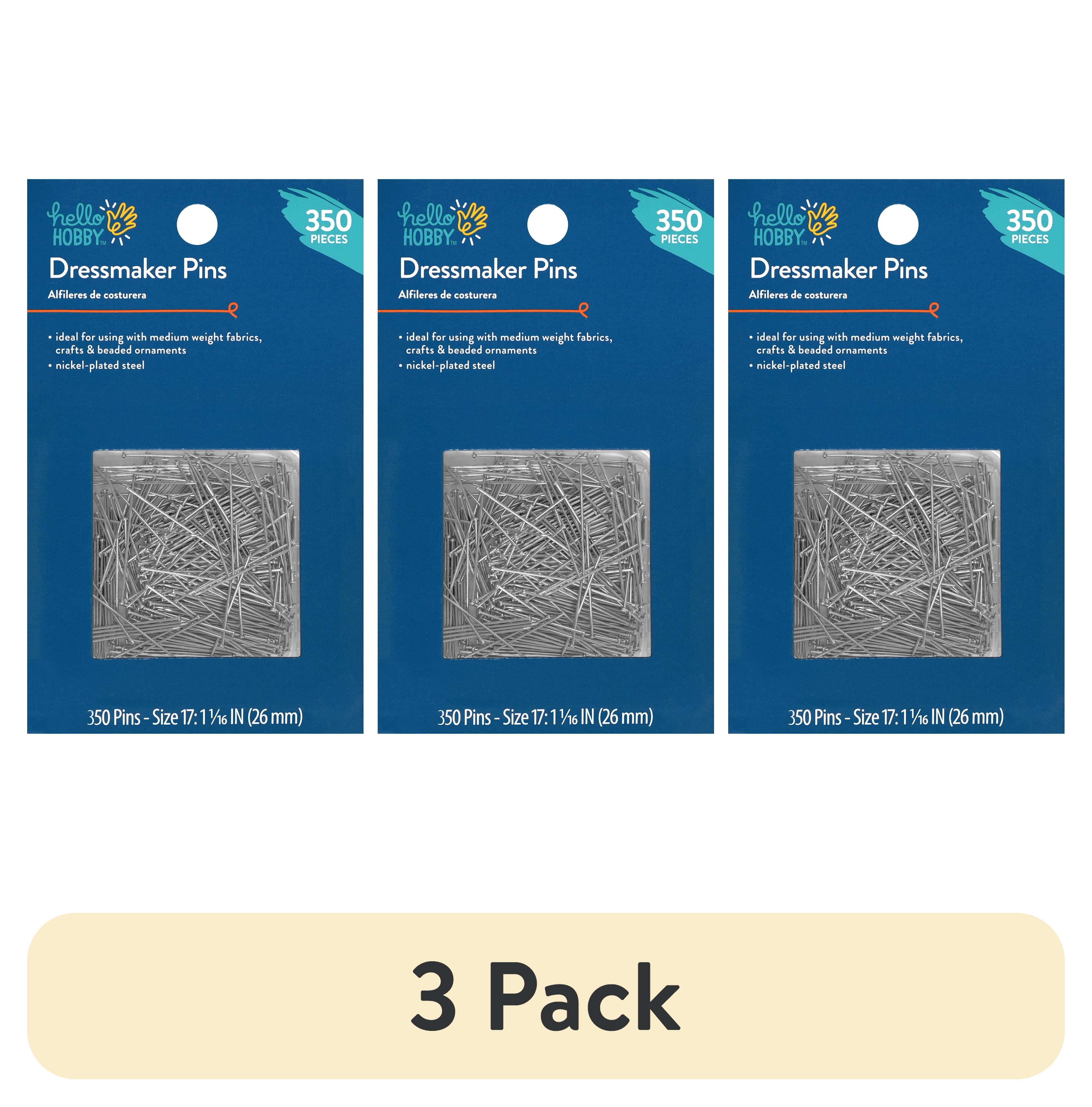 (3 pack) Hello Hobby Dressmaker Size 17 Steel Silver Pins (350 Count ...