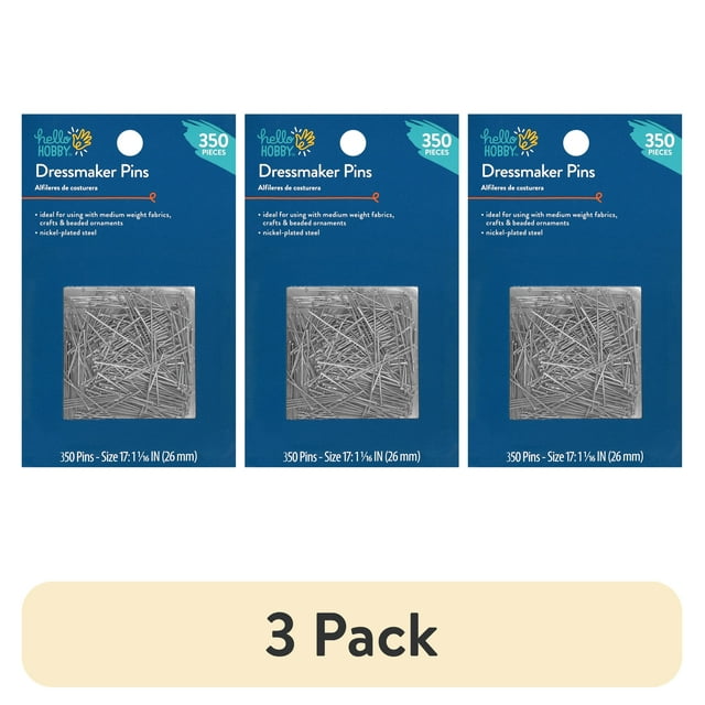 (3 pack) Hello Hobby Dressmaker Size 17 Steel Silver Pins (350 Count ...