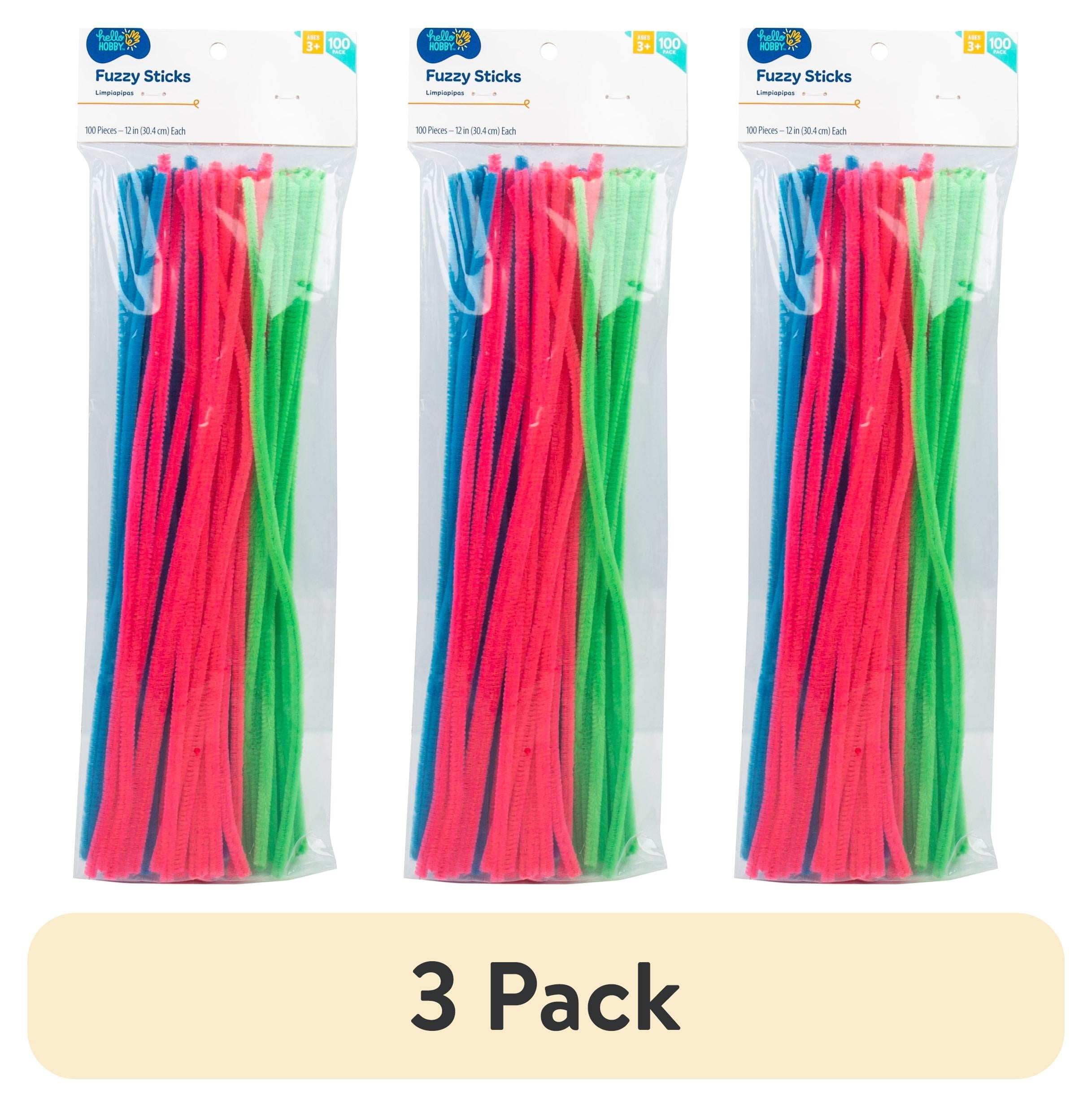 (3 pack) Hello Hobby Pastel Fuzzy Sticks Pipe Cleaners, 100-Pack ...