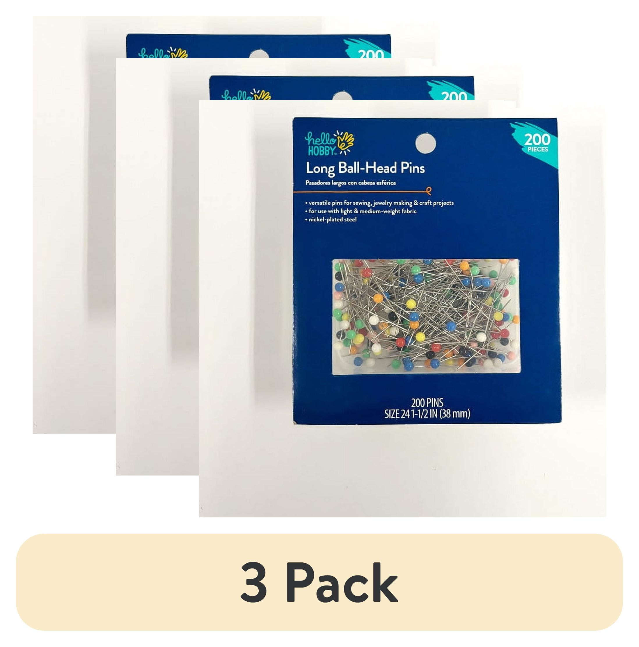 (3 pack) Hello Hobby Pins Ballhead 200 Count with Assorted Color ...