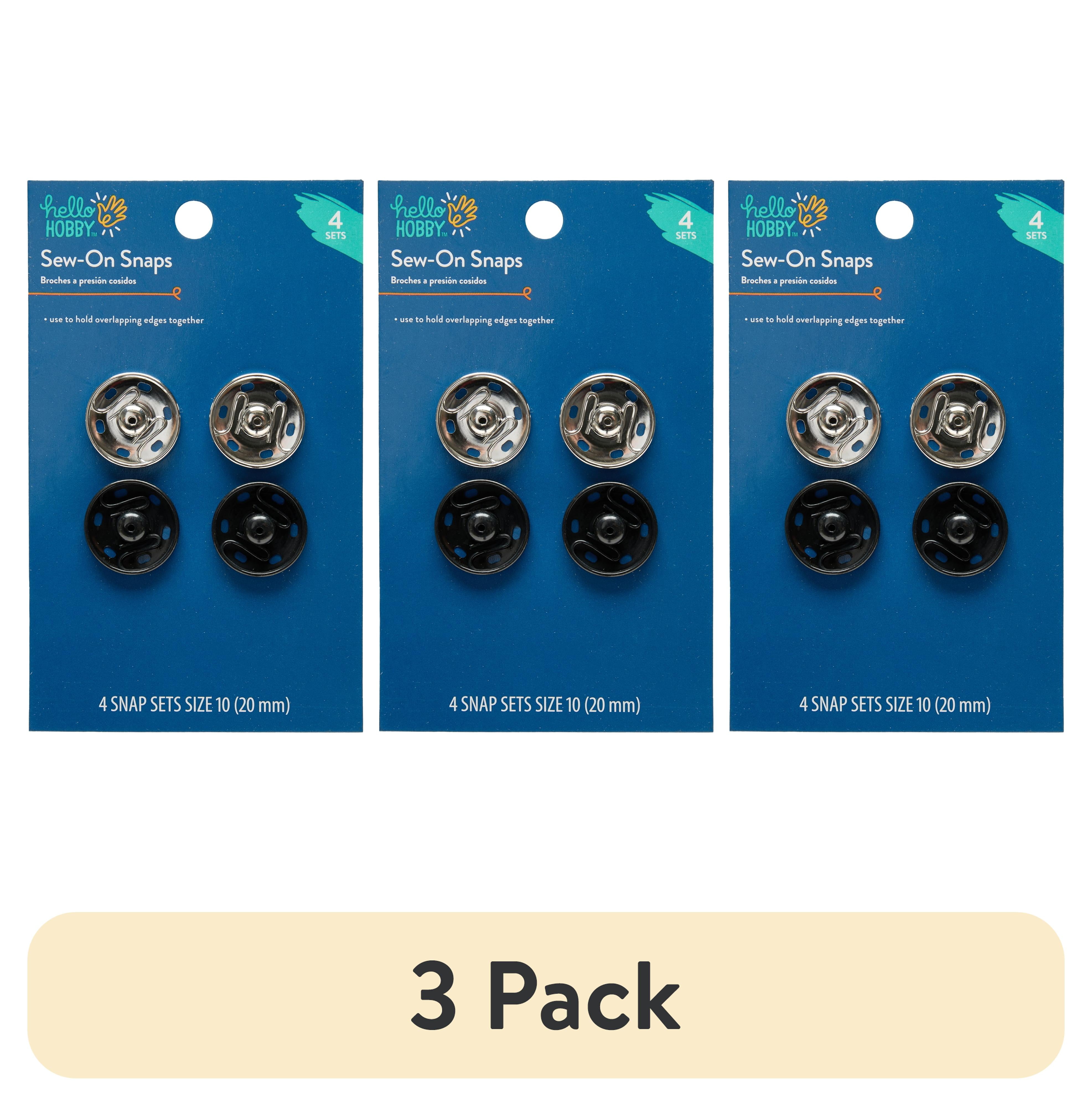 (3 pack) Hello Hobby Sew on Metal Snaps, Size 10, 4 Piece Set - Walmart.com