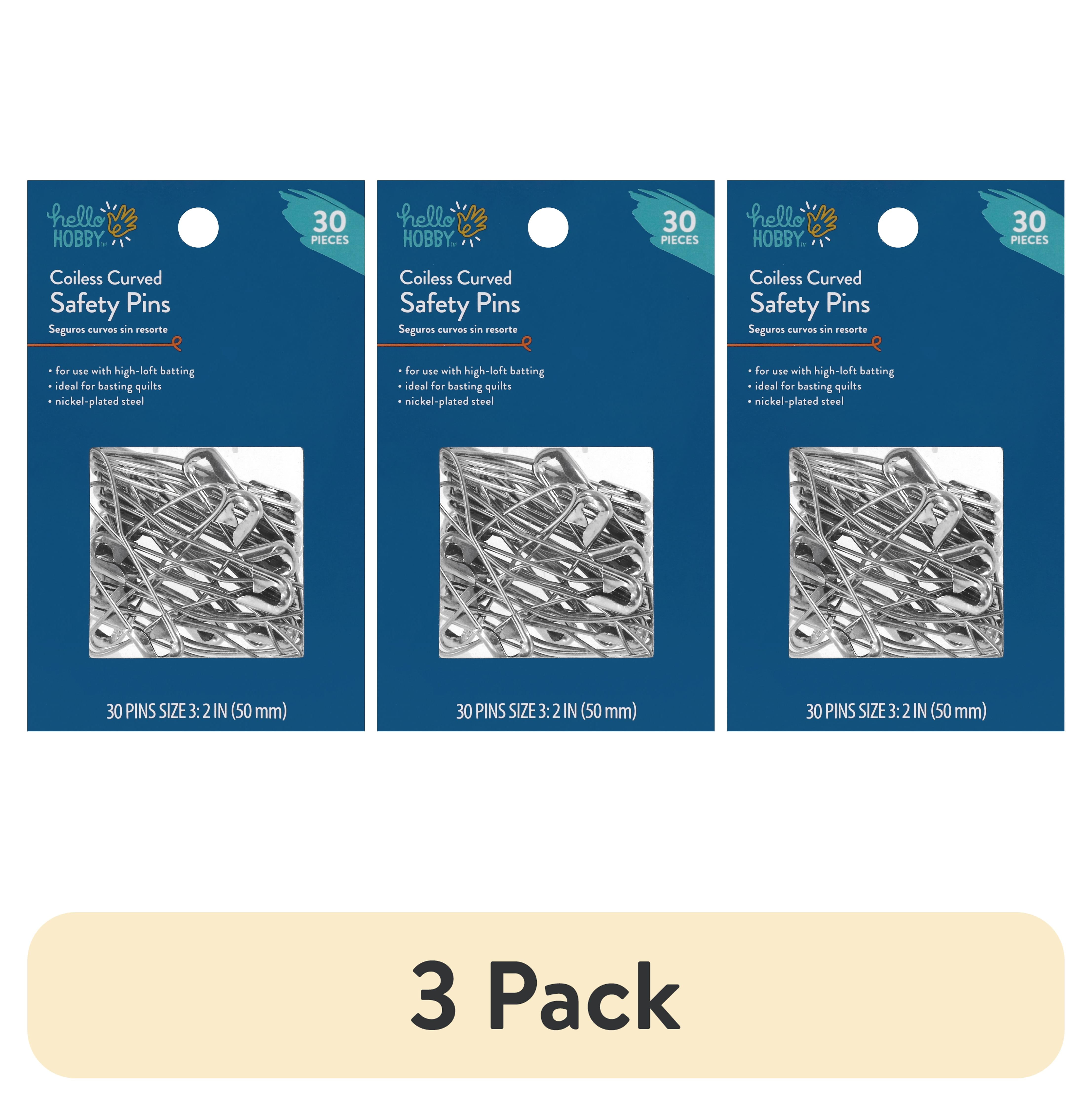 (3 pack) Hello Hobby Size 3 Coiless Curved Safety Pins (30 Count ...