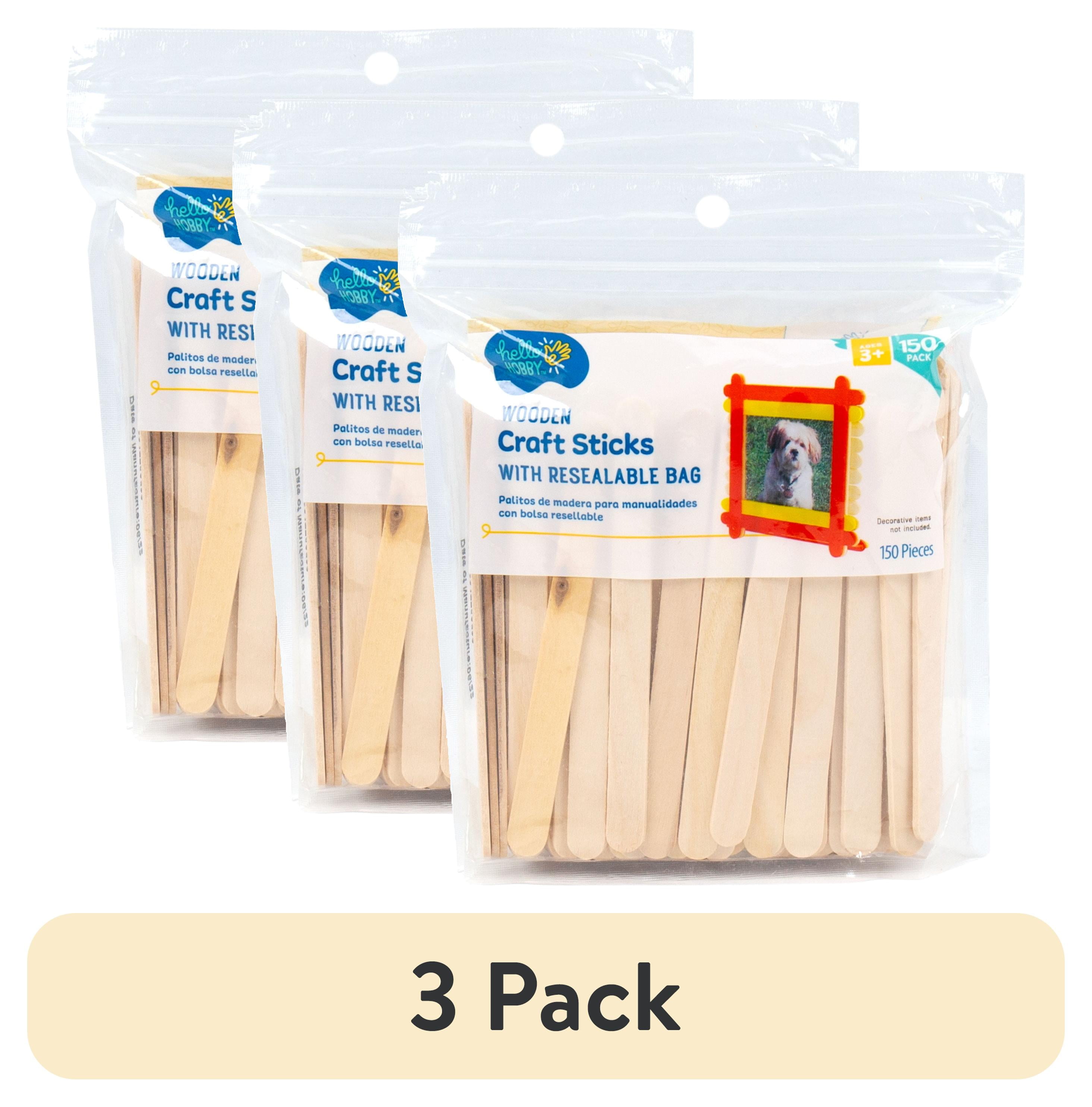 (3 pack) Hello Hobby Wood Craft Sticks, 150-Pack - Walmart.com