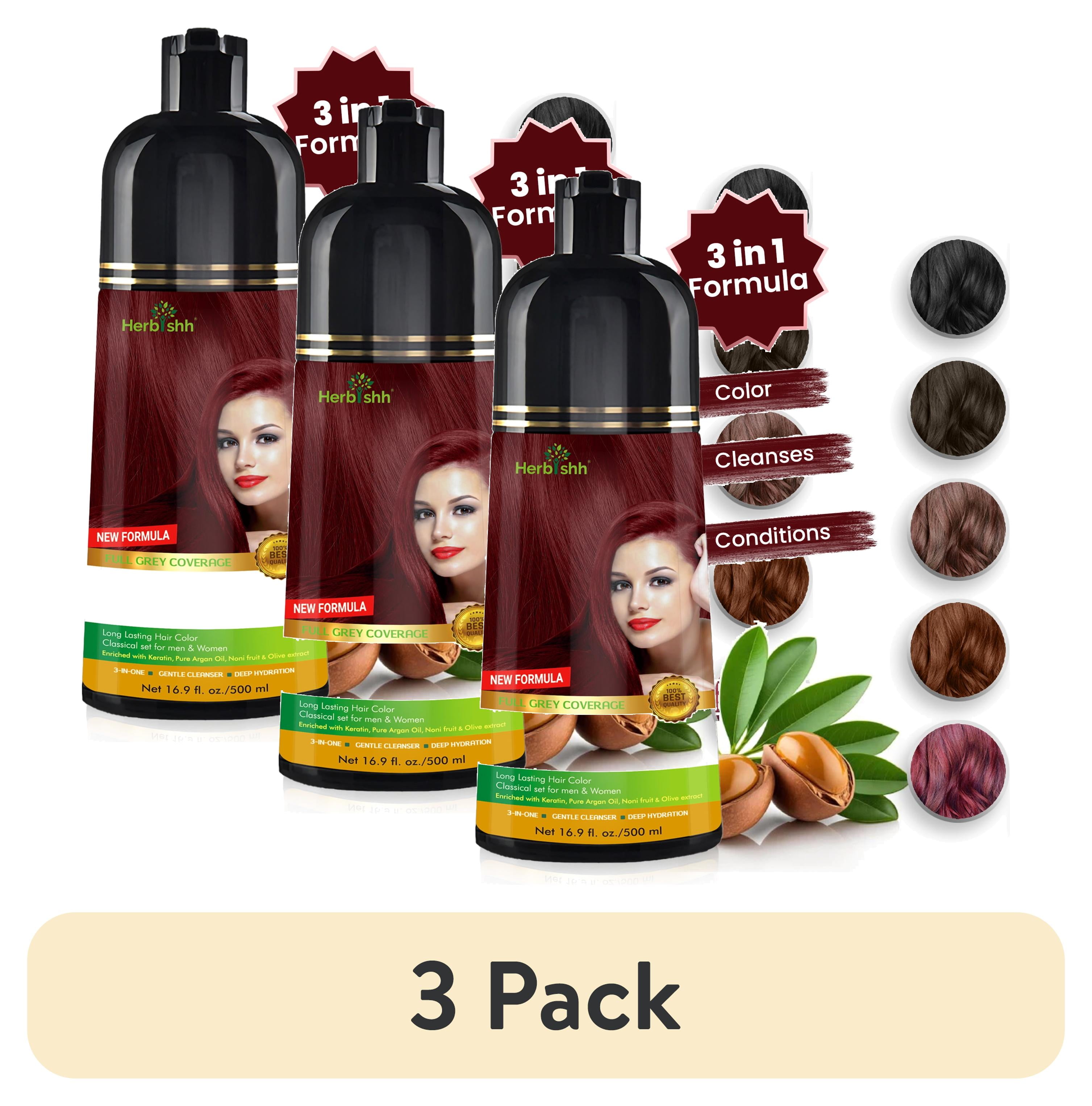 (3 pack) Herbishh Grape Red Hair Color Shampoo for Gray Hair, Hair Dye ...