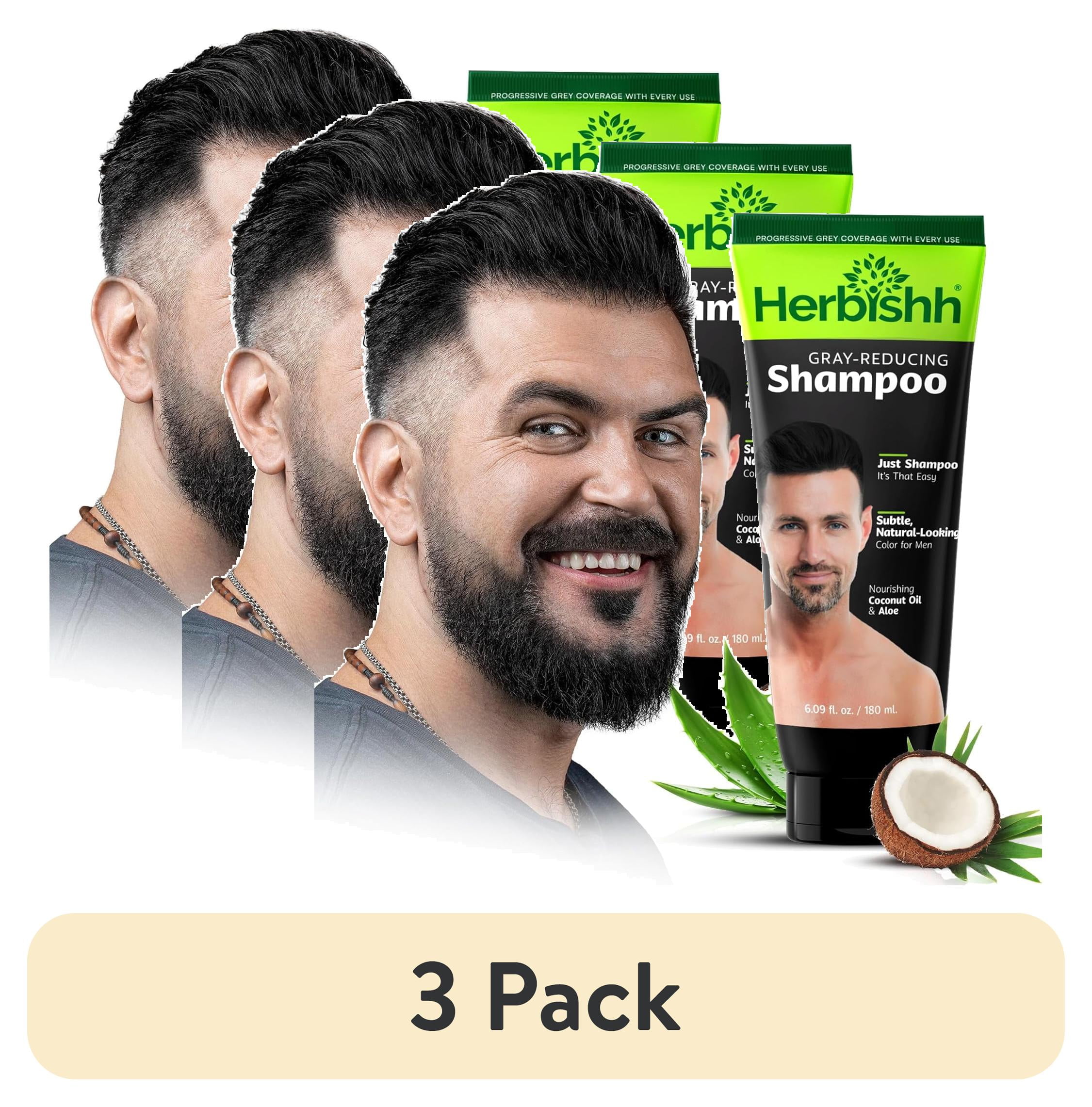 (3 pack) Herbishh Gray Reducing Shampoo for Men, Hair Darkening ...