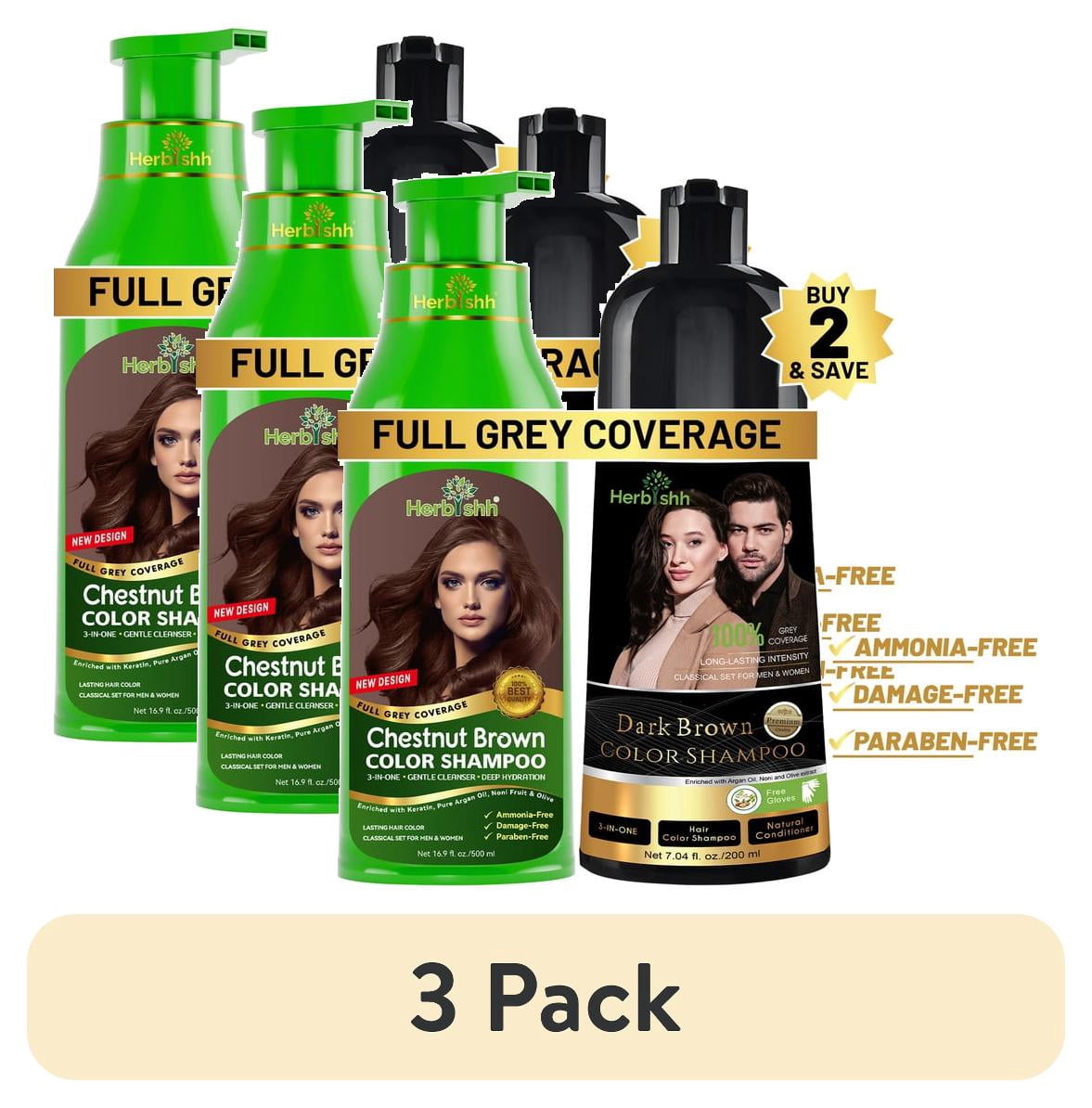(3 pack) Herbishh Hair Color Shampoo for Gray Hair – 500ML Chestnut ...